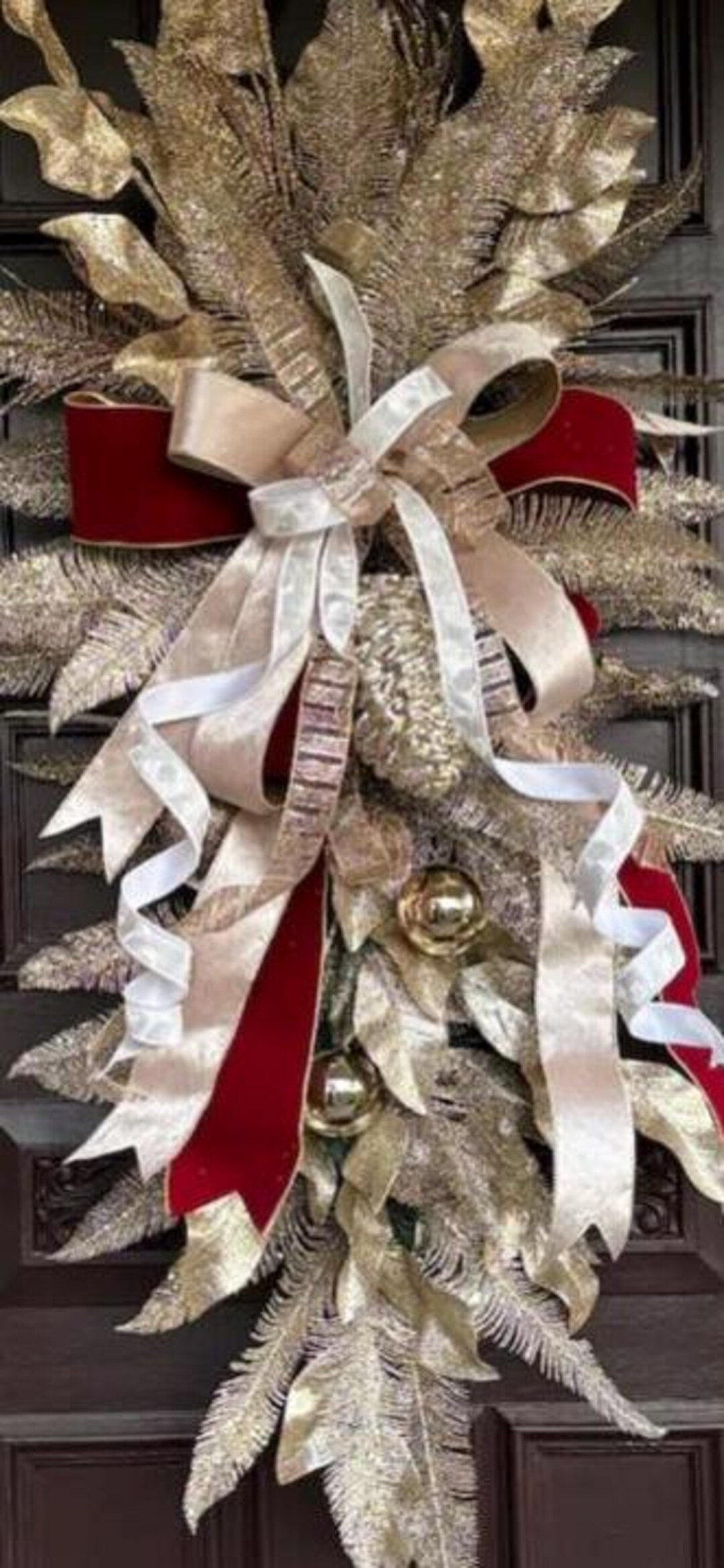Rustic Christmas Swag With Velvet Bow: Holiday Front Porch Decor - Etsy