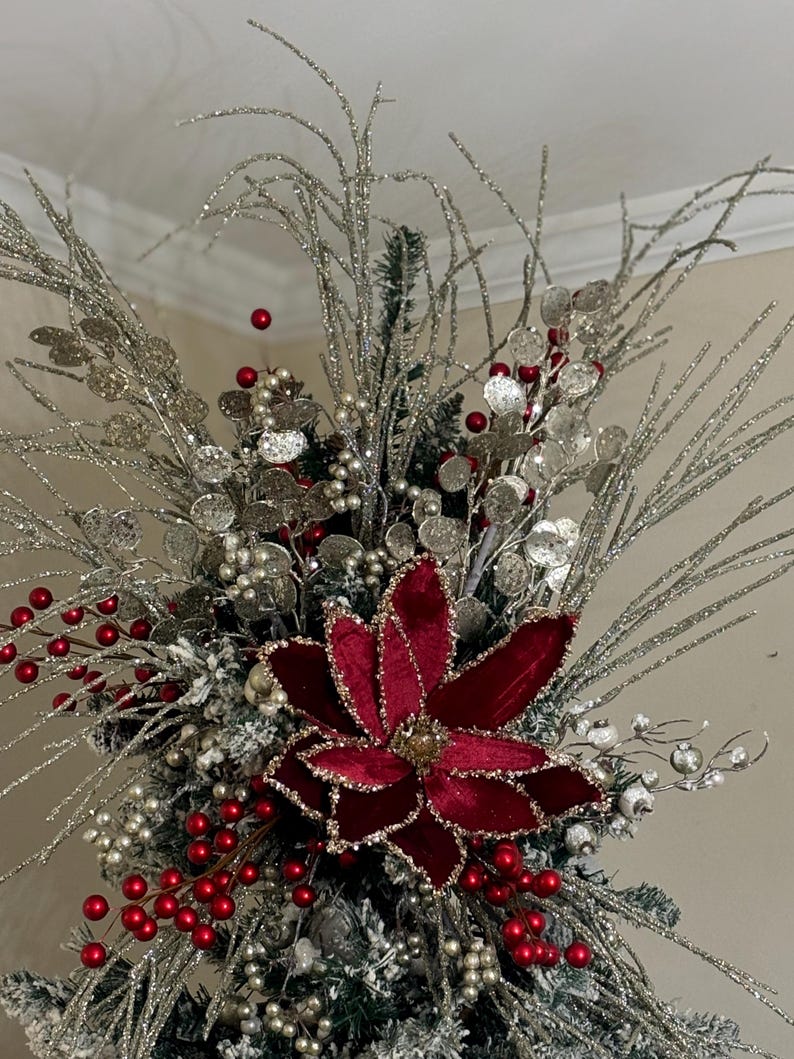Champagne & Red Christmas Tree Topper Kit: Holiday Decor - Etsy