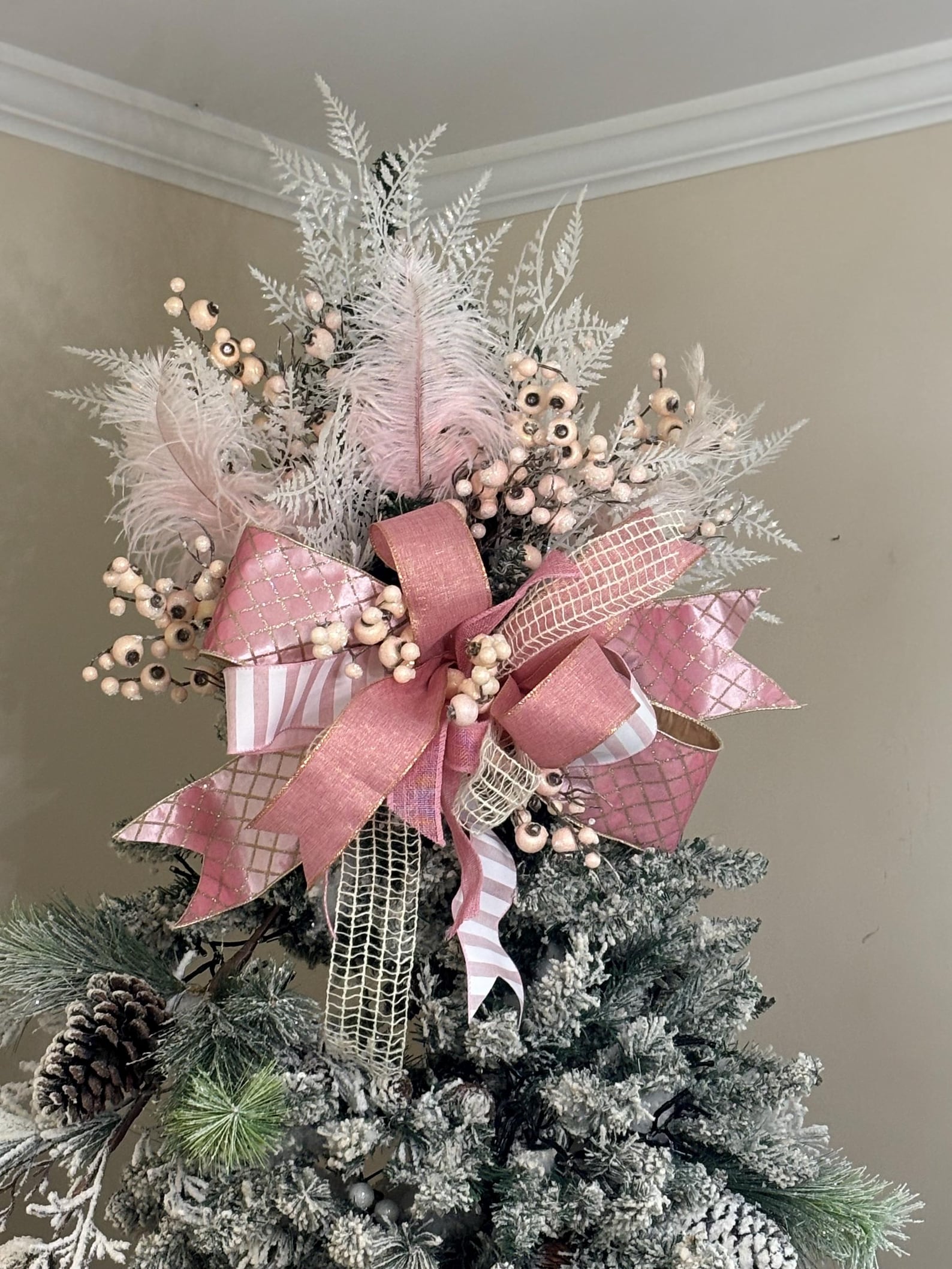 Pink Christmas Tree Topper Kit, Christmas Tree Topper, Pink Tree Topper ...