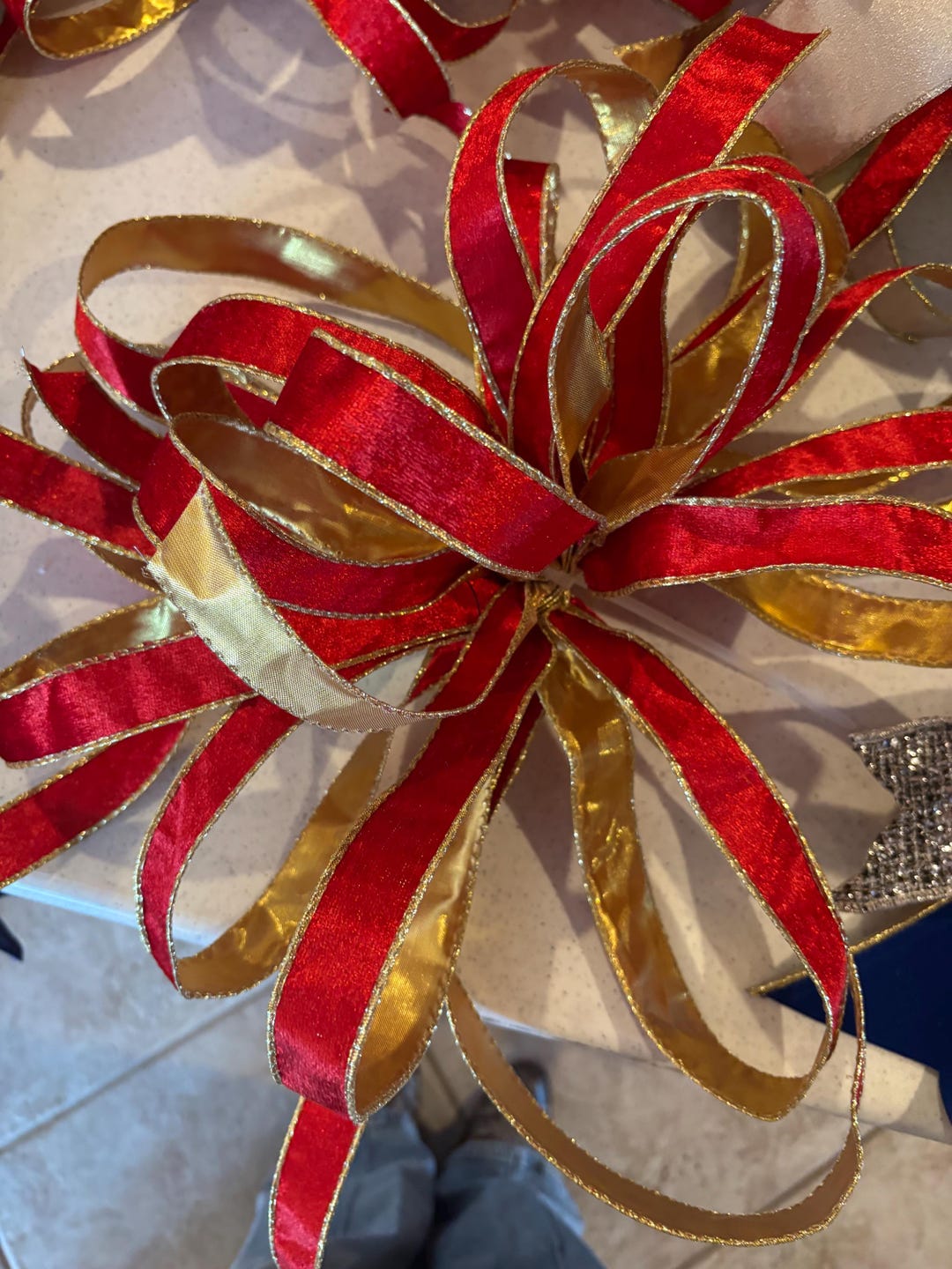 Red Layered Bow, Large Custom Ribbon Bow for Wreaths, Mailboxes ...