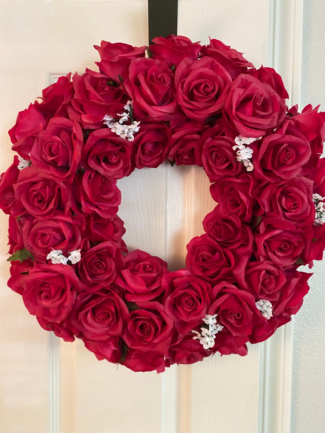 Mothers Day Red Rose, Baby Breath Wreath - Etsy