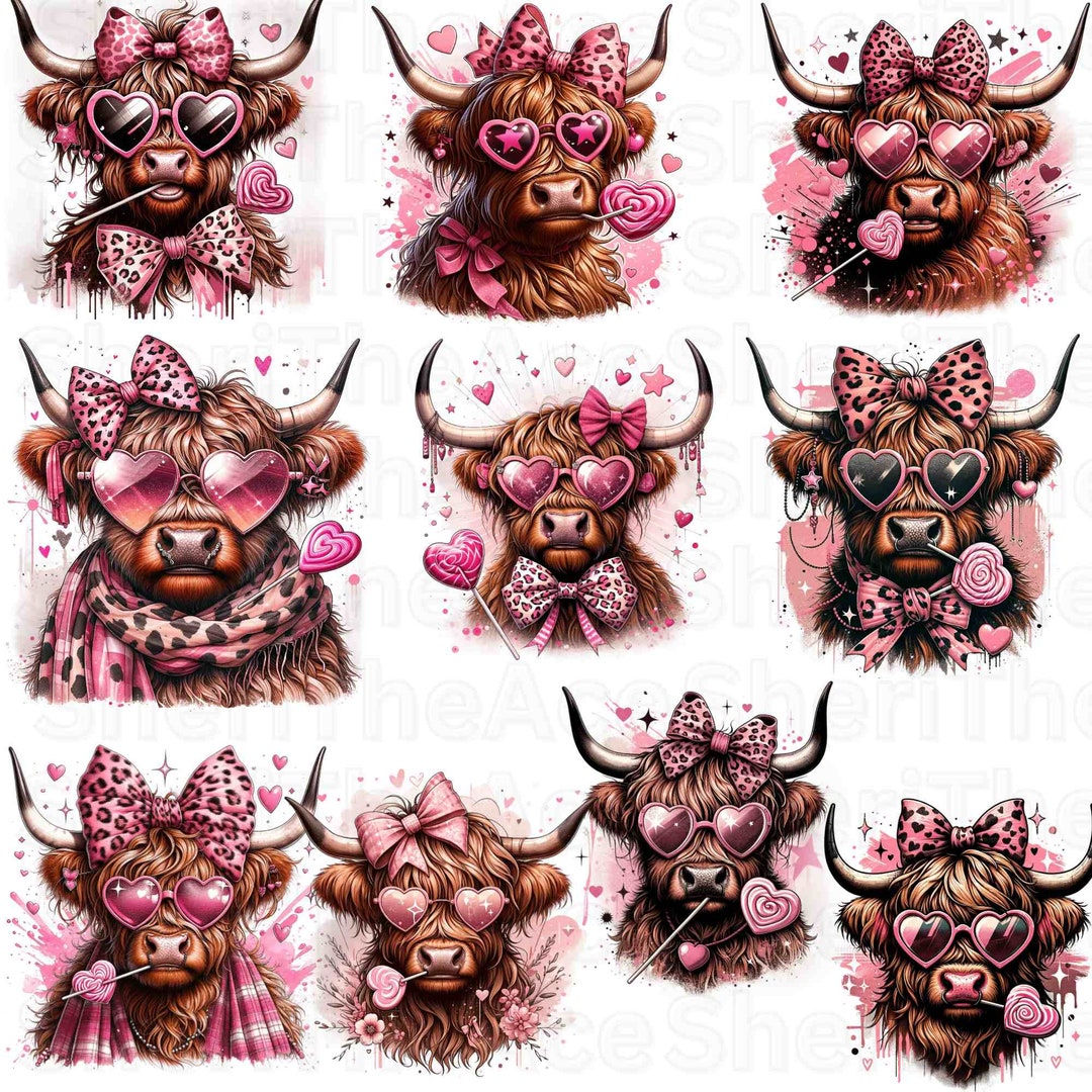 Valentines Highland Cow, Love Png, Highland Cow Valentines Sublimation ...