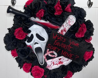 Scream Ghostface Horror Decor Door Wreath Halloween - Etsy