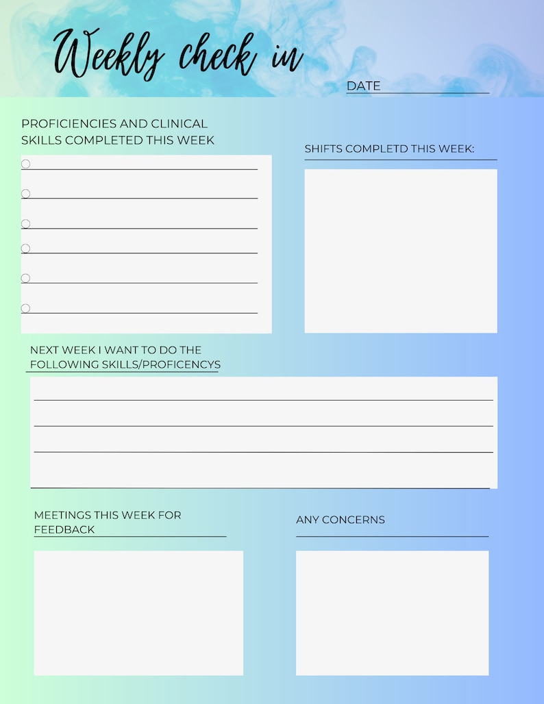 Printable Student Nurse Weekly Check-in Journal Planner DOWNLOAD ONLY ...