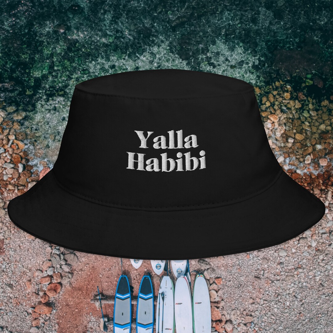 Yalla Habibi Embroidered Bucket Hat - Embroidered Hat - Unisex Hat ...