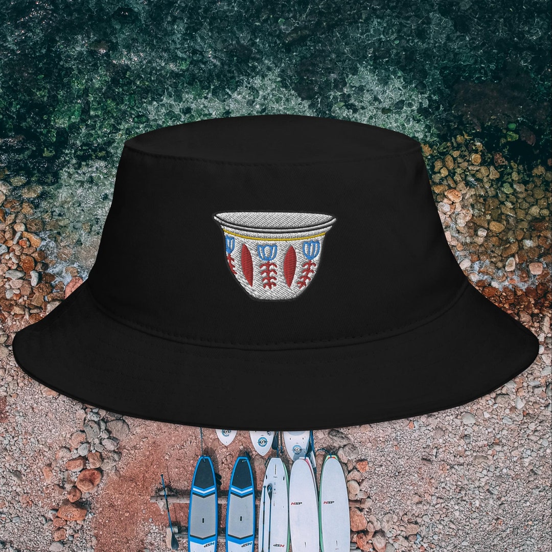 Lebanese Coffee Cup Embroidered Bucket Hat - Embroidered Hat - Unisex ...