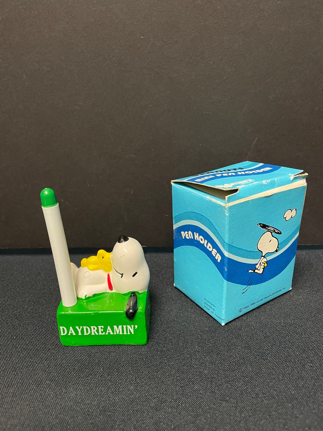 Vintage Peanuts Snoopy Pen Holder Daydreamin' Snoopy and Woodstock ...