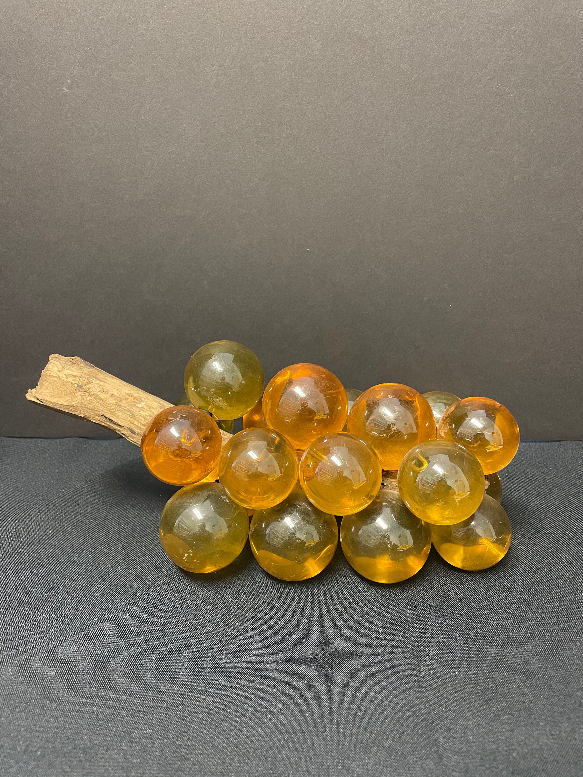 Vintage Mid Century Huge Lucite Amber Grapes on Drift Wood 12" - Etsy