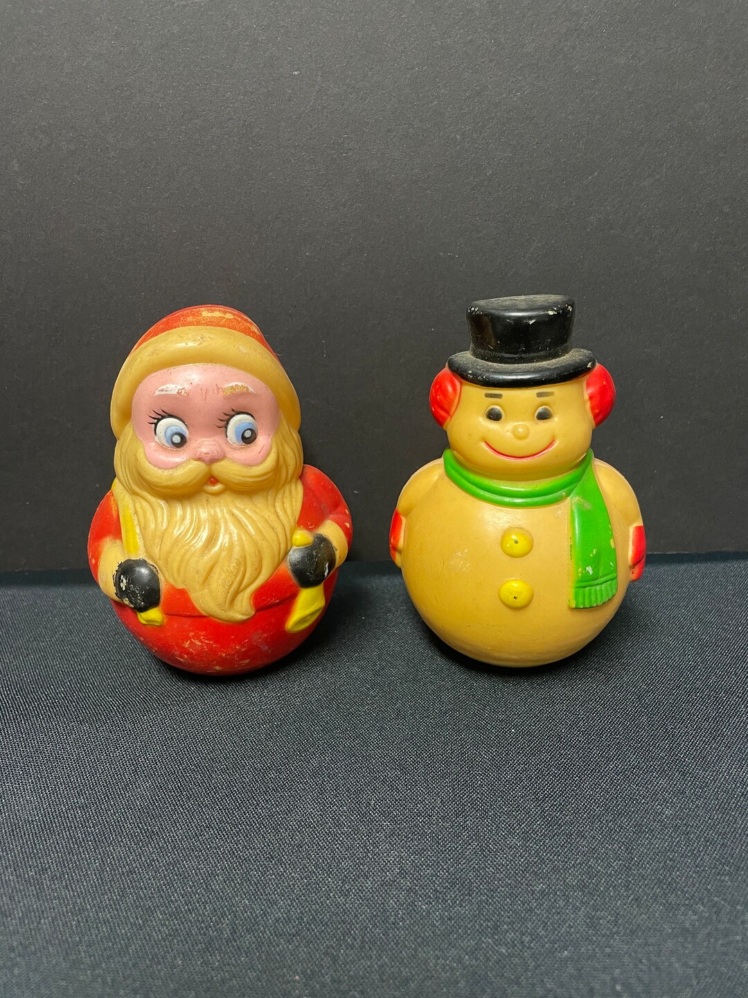 Roly Poly Snowman and Santa Claus Musical Toy Christmas Holiday Noise ...