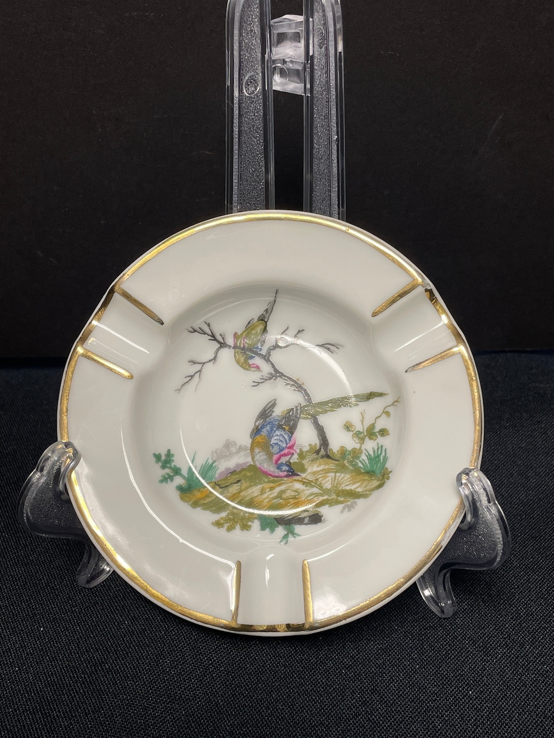 Vintage Bird Gold Trim Porcelain Ashtray Dainty Feminine France French ...