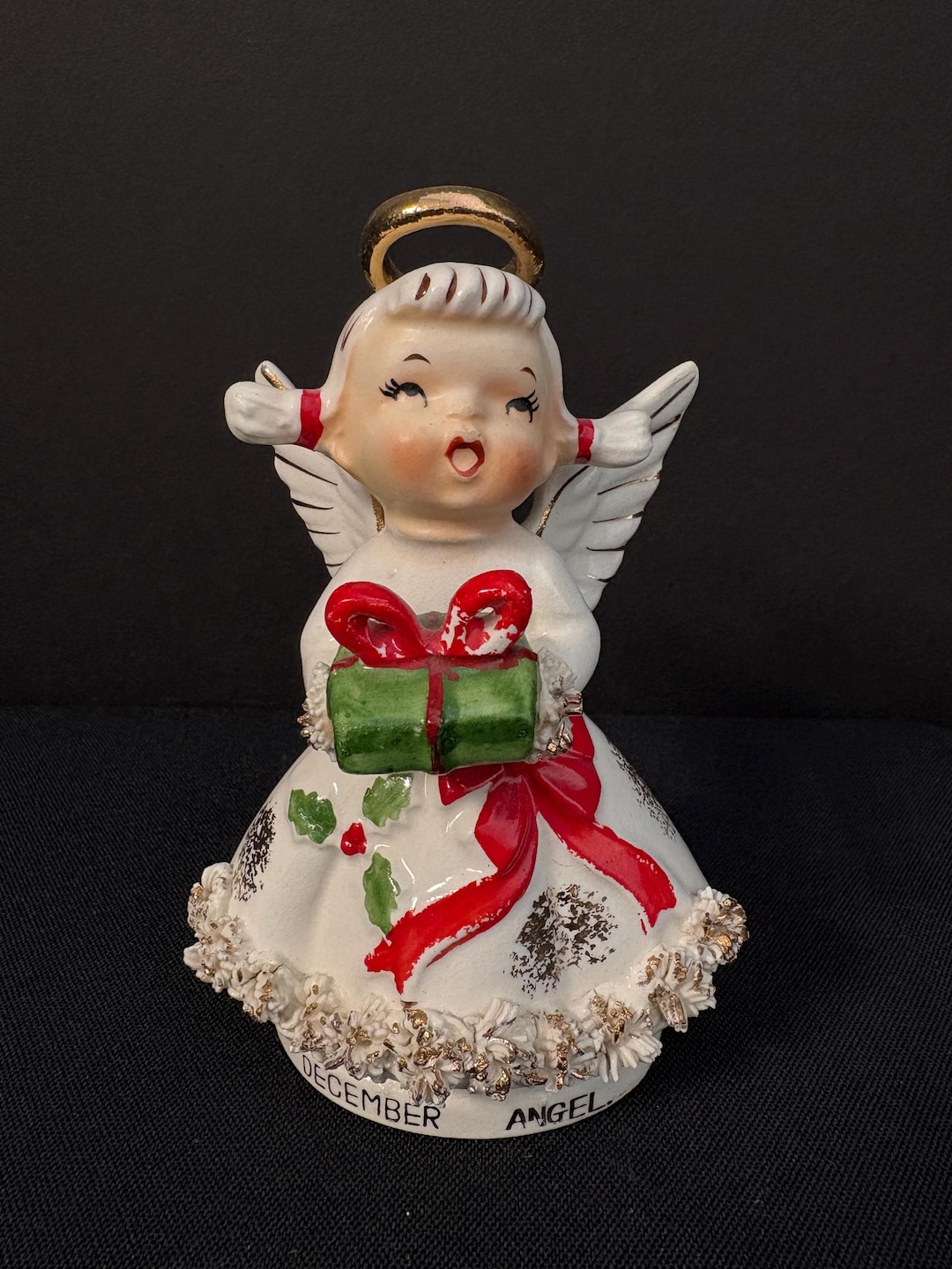 Vintage Lefton Birthday Month Angel December Christmas Holiday Figurine ...
