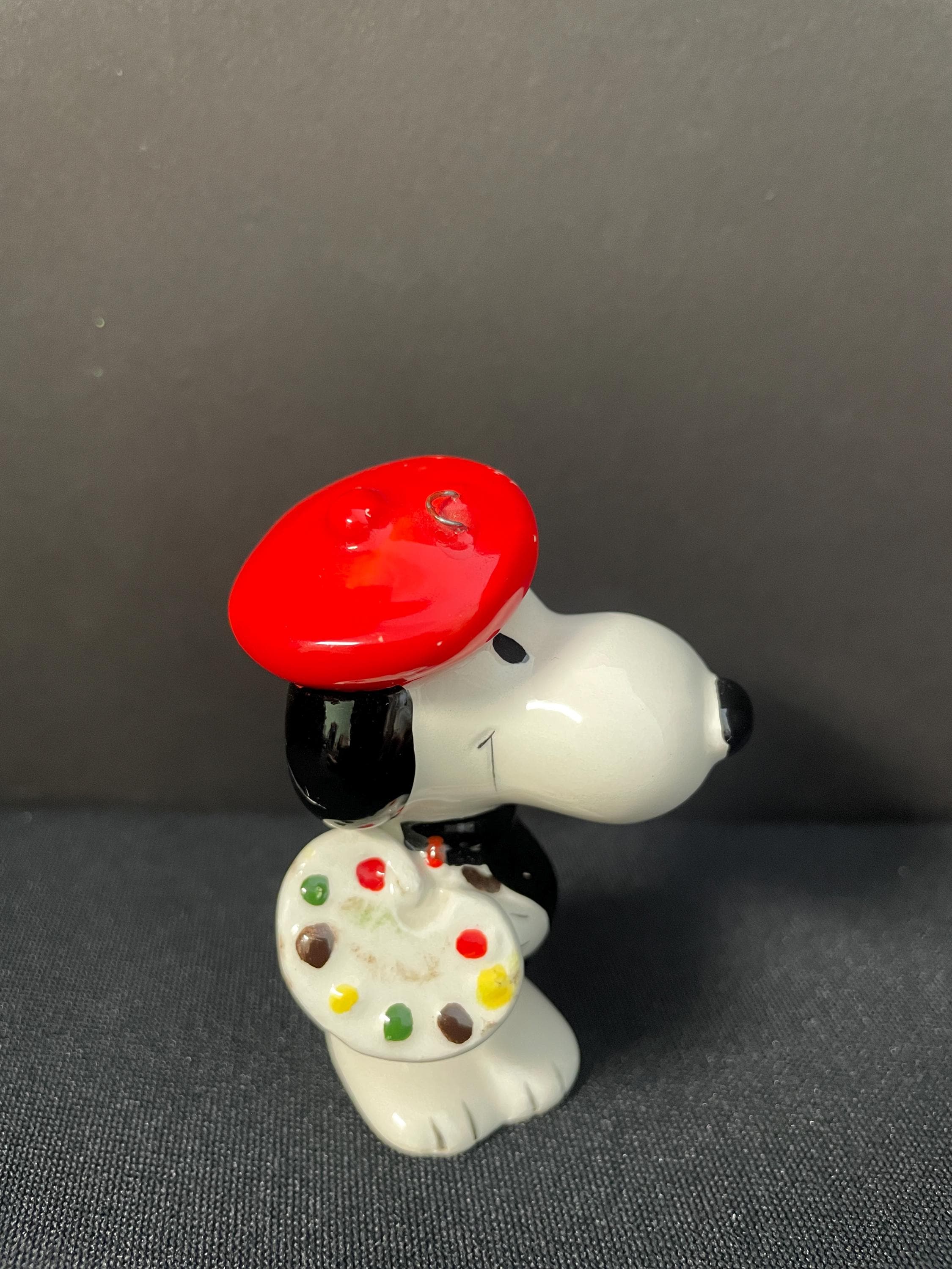 Vintage Retro Peanuts Snoopy Ceramic Artist Black Outfit Red Beret ...