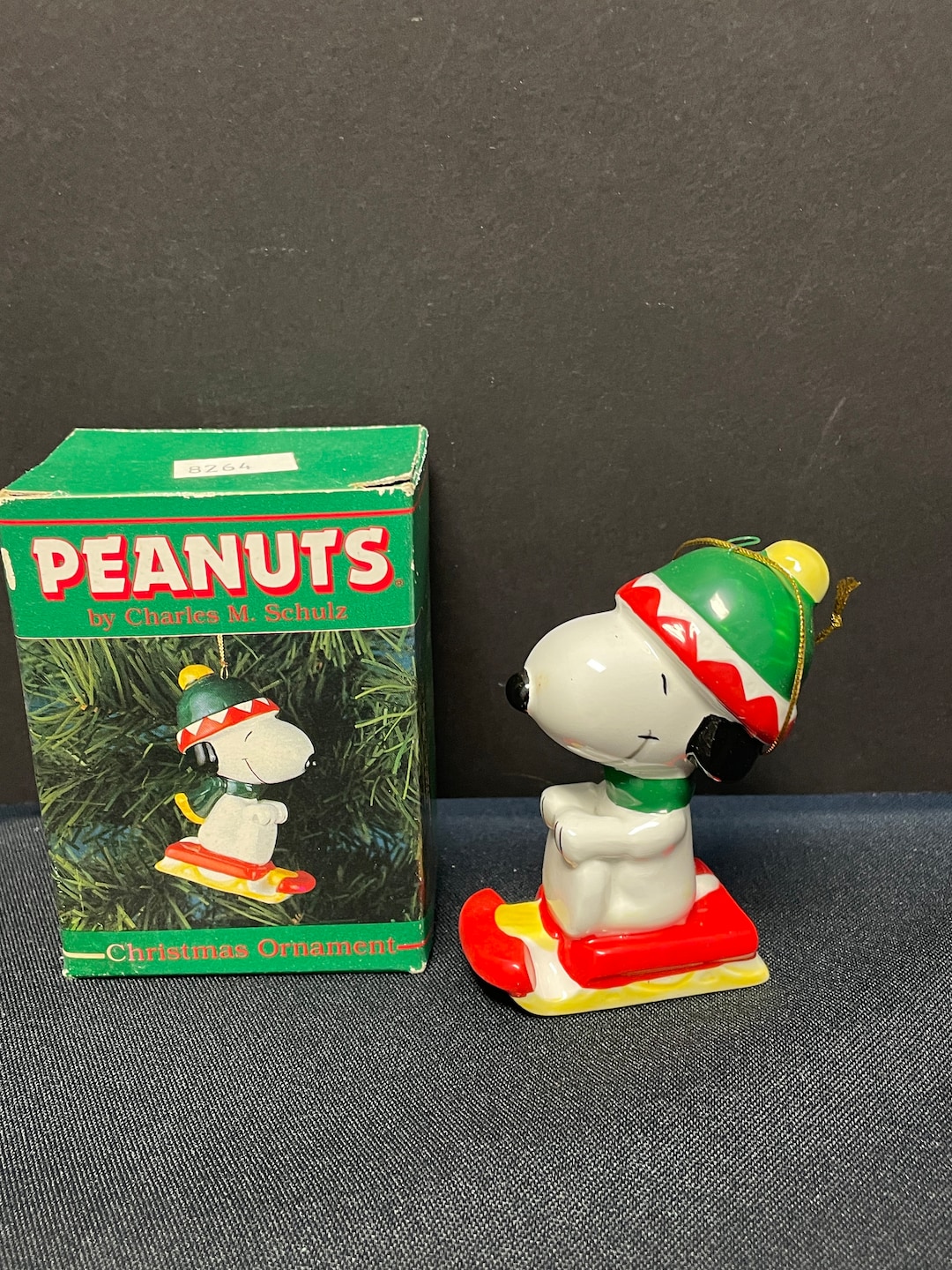 Vintage Peanuts Snoopy Winter Snow Sledding Red and Yellow Sled With ...
