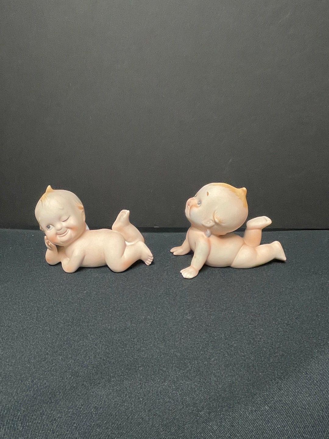Vintage Lefton Kewpies Babies Angels Figurine Baby on Stomach Sad Happy Grannycore Kitschy Sweet ...