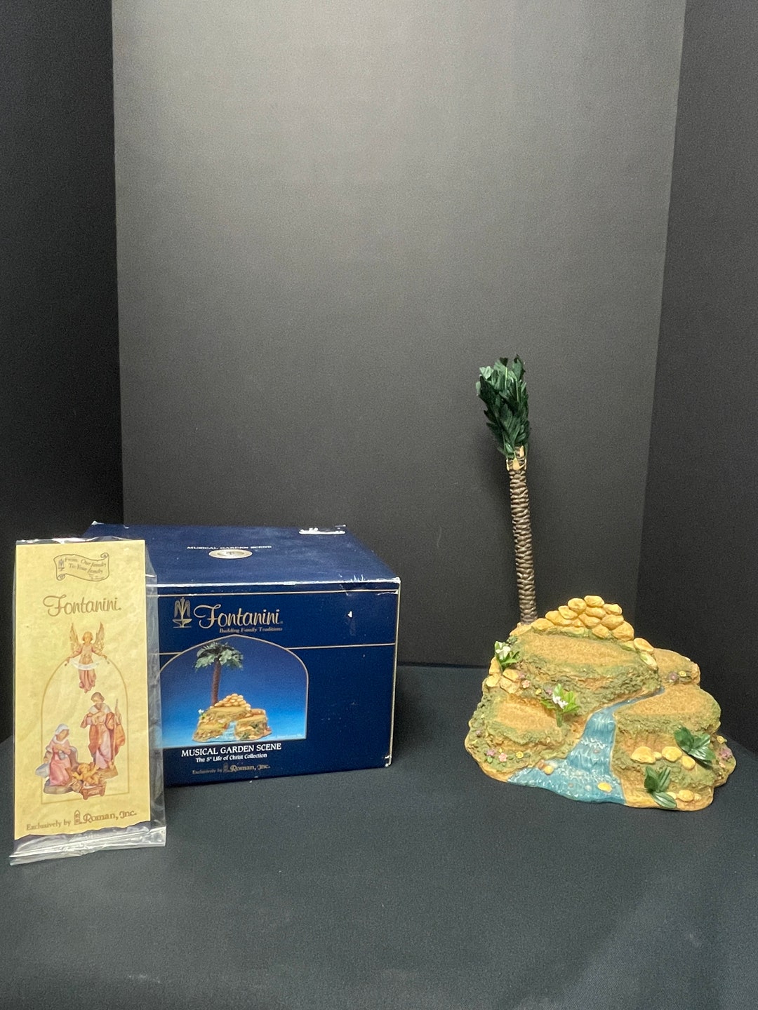 Fontanini Holiday Nativity Village Musical Garden Scene Palm Tree ...