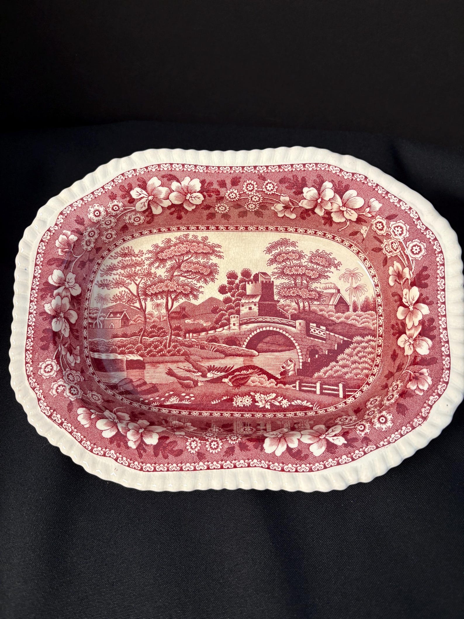 Vintage Copeland Spode Red and Pink Floral Farm Platter Dinnerware ...