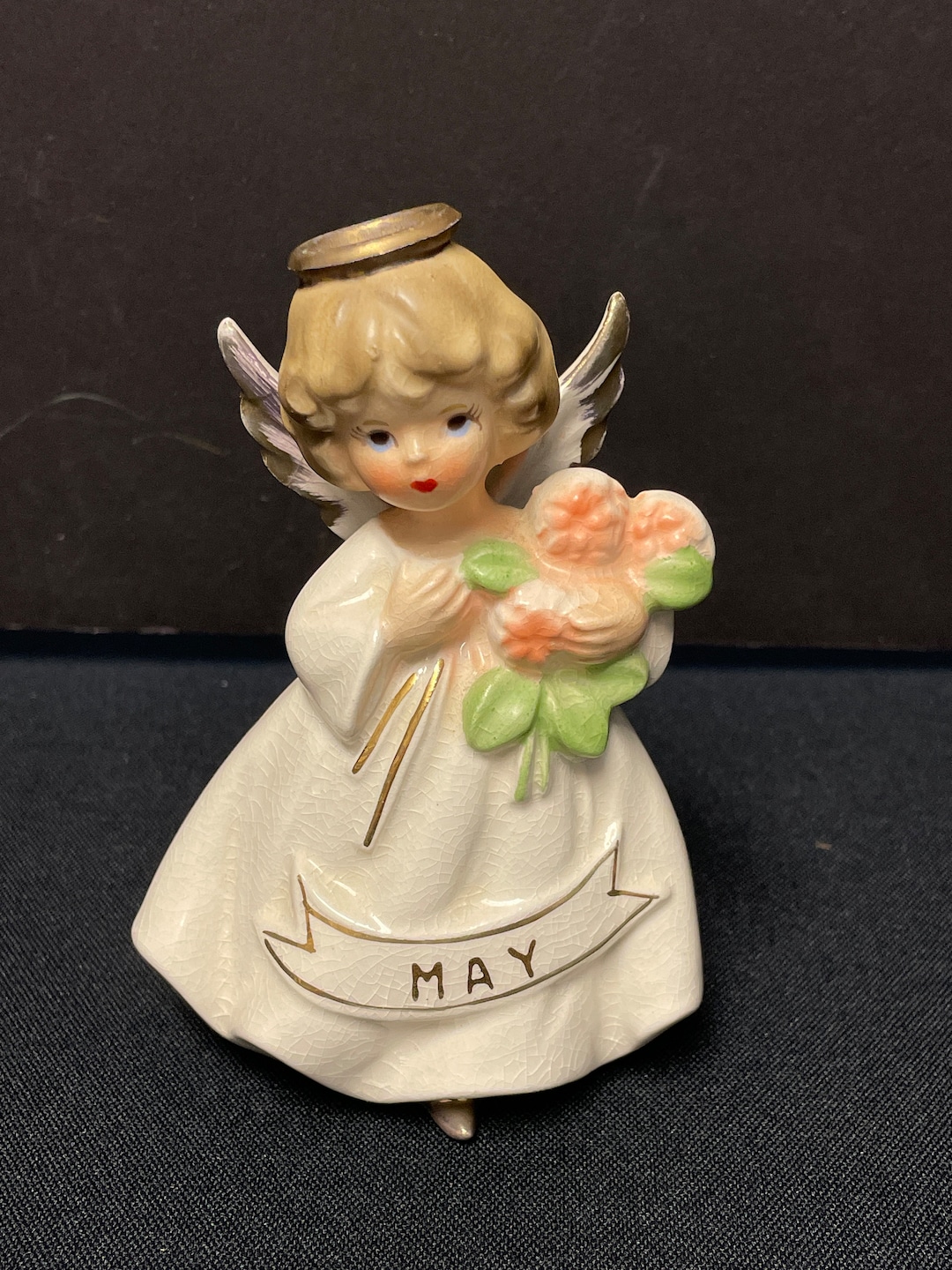 Vintage Birthday Month of May Angel Figurine Angel Wings Girl Lilly of ...