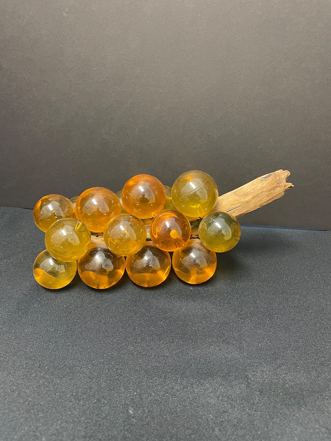 Vintage Mid Century Huge Lucite Amber Grapes on Drift Wood 12" - Etsy