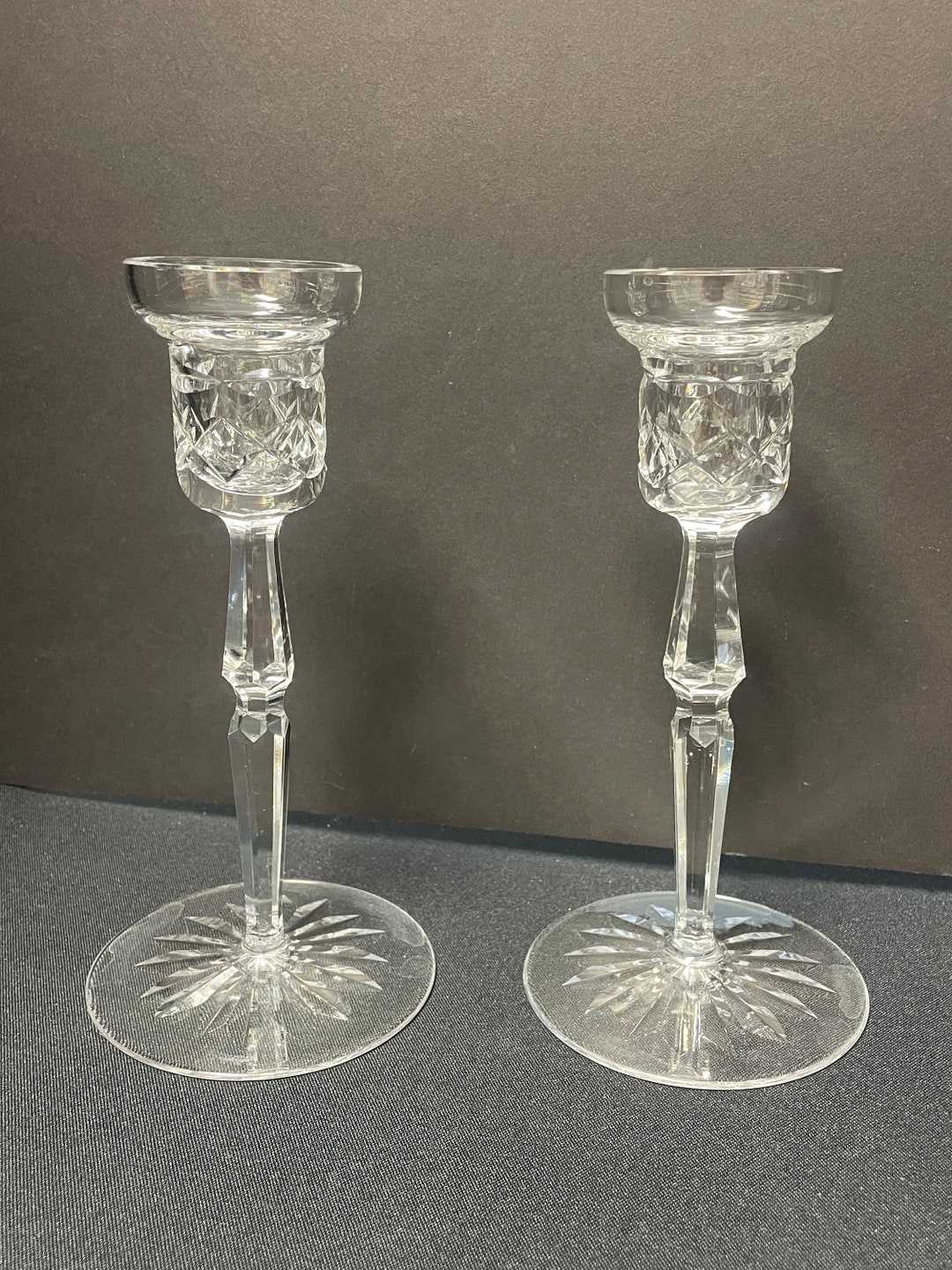Waterford Crystal Pair of Crystal Glass Candlesticks Elegant Dinner ...