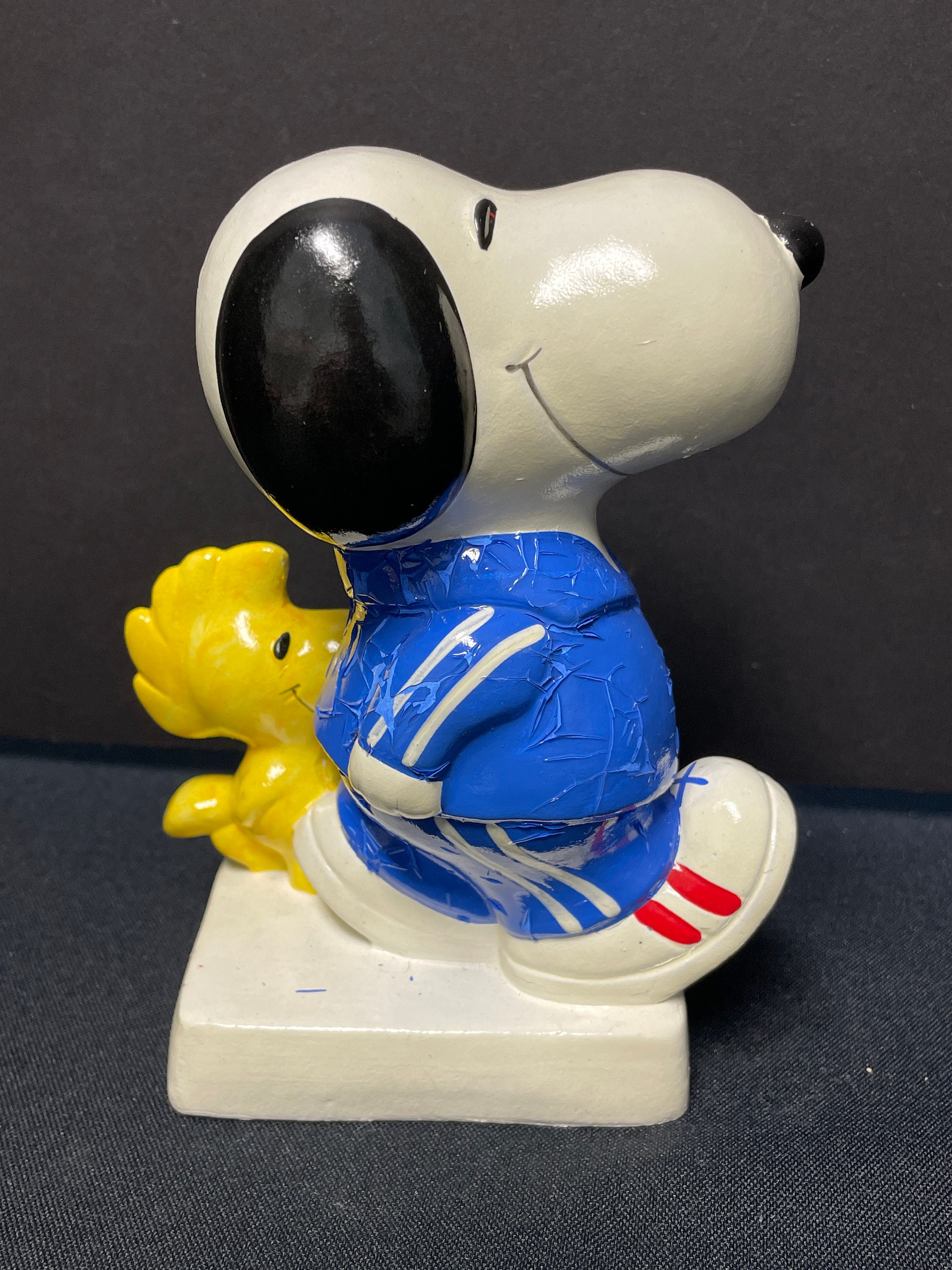 Vintage Peanuts Snoopy and Woodstock in Blue Tracksuit Piggy Bank Coins ...