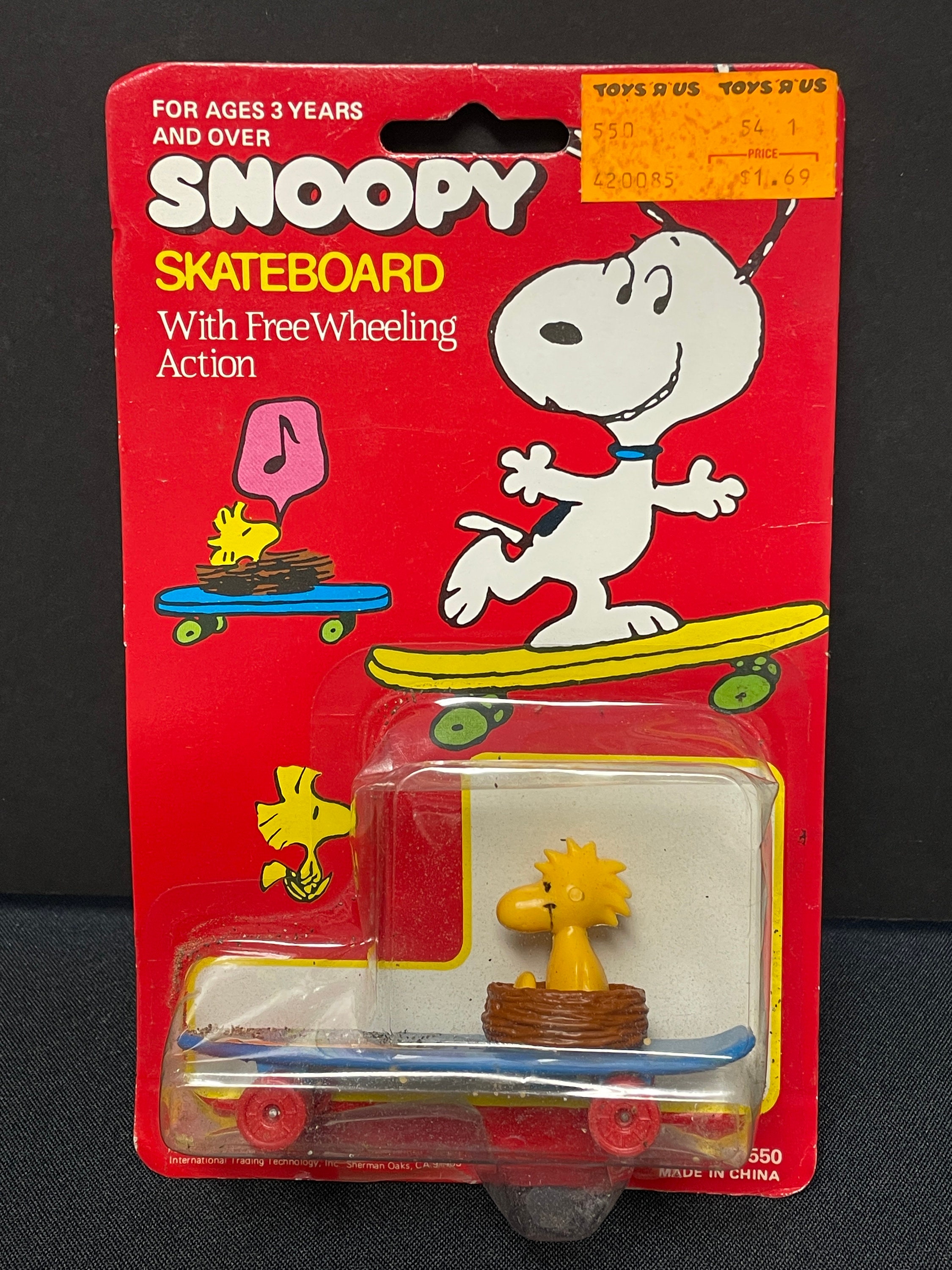 Vintage Retro Peanuts Snoopy Skateboard Free Wheeling Action Woodstock ...