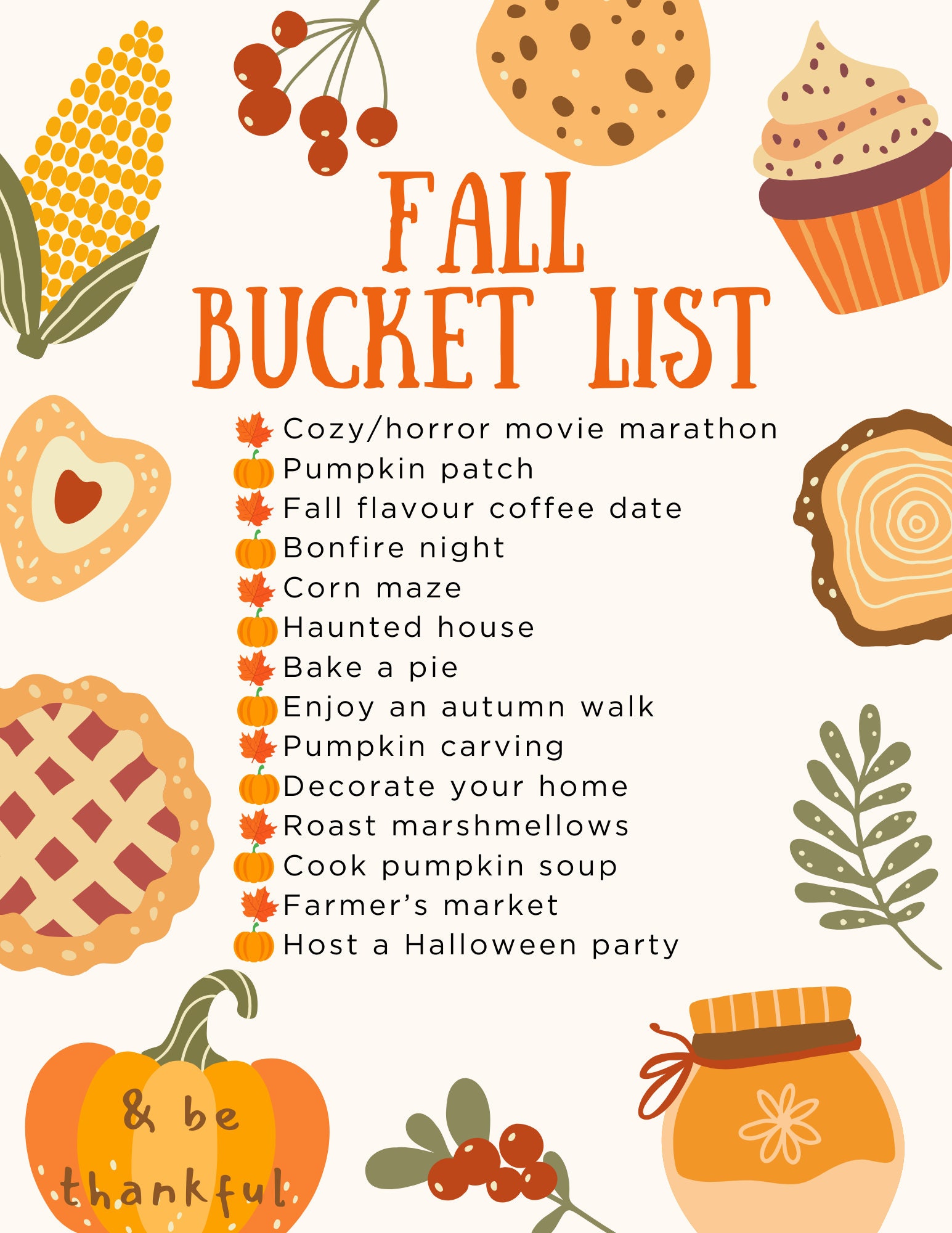 Fall Bucket List - Instant Download, Ready to Print PDF - Etsy