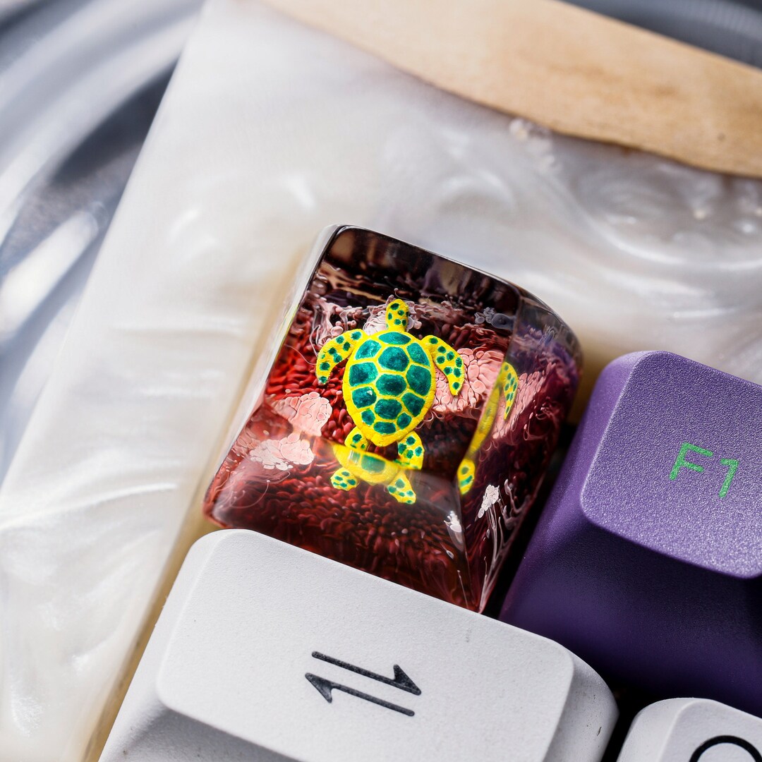 Turtle Keycaps Artisan Keycap Sea Turtle Red Coral Resin - Etsy