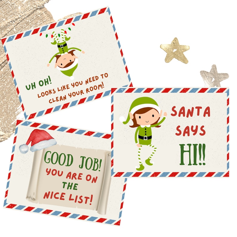 20 Elf Notes, Elf on the Shelf, Christmas Notes for Kids, Instant ...