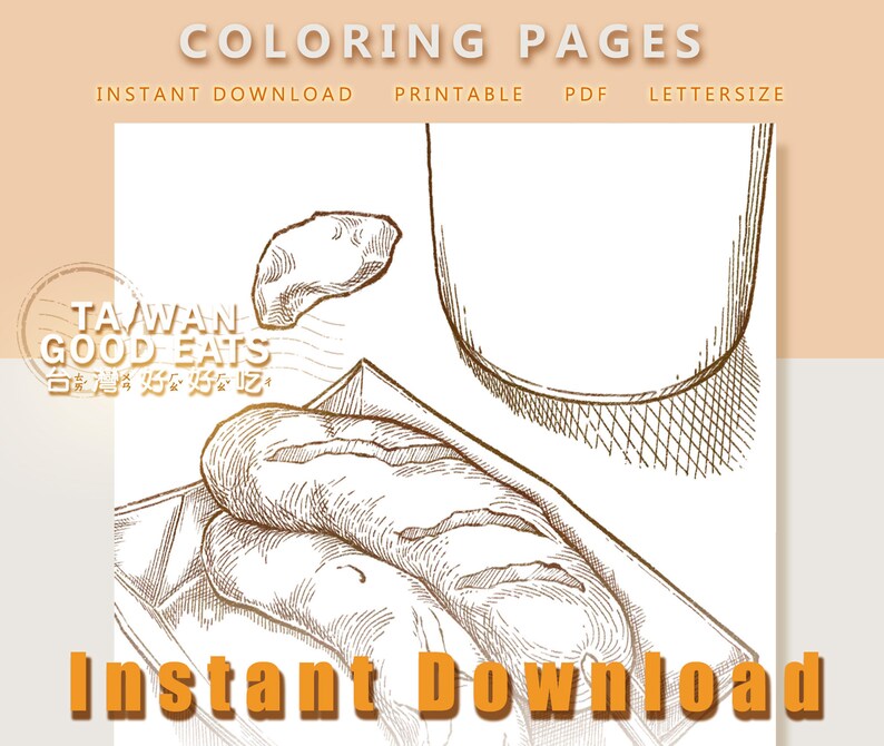 Taiwan Night Market Coloring Page for Adults, Grilled Sausage Coloring ...