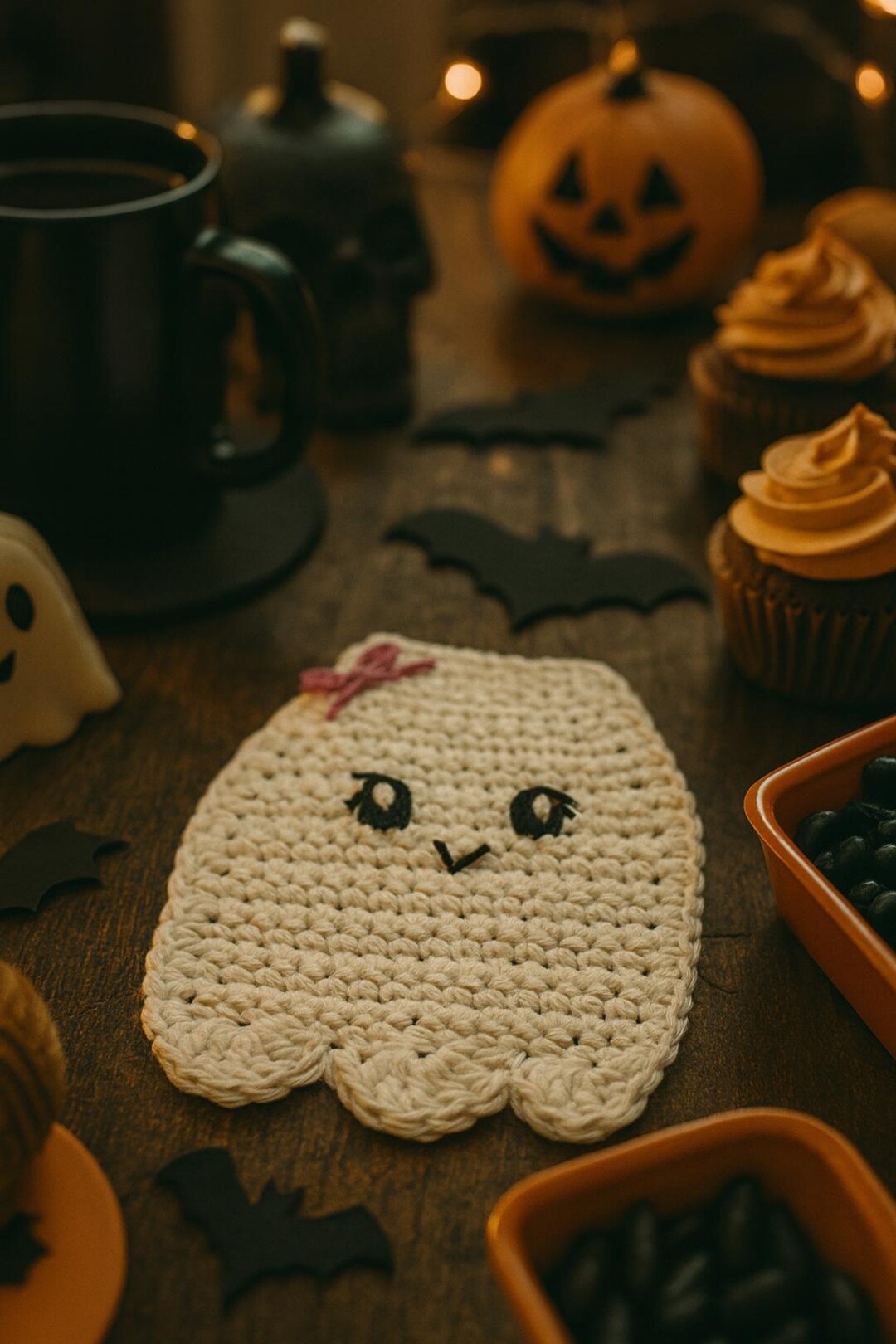 Ghost Coaster “ghost-ers” – Cute Crochet Halloween Coaster, Handmade ...