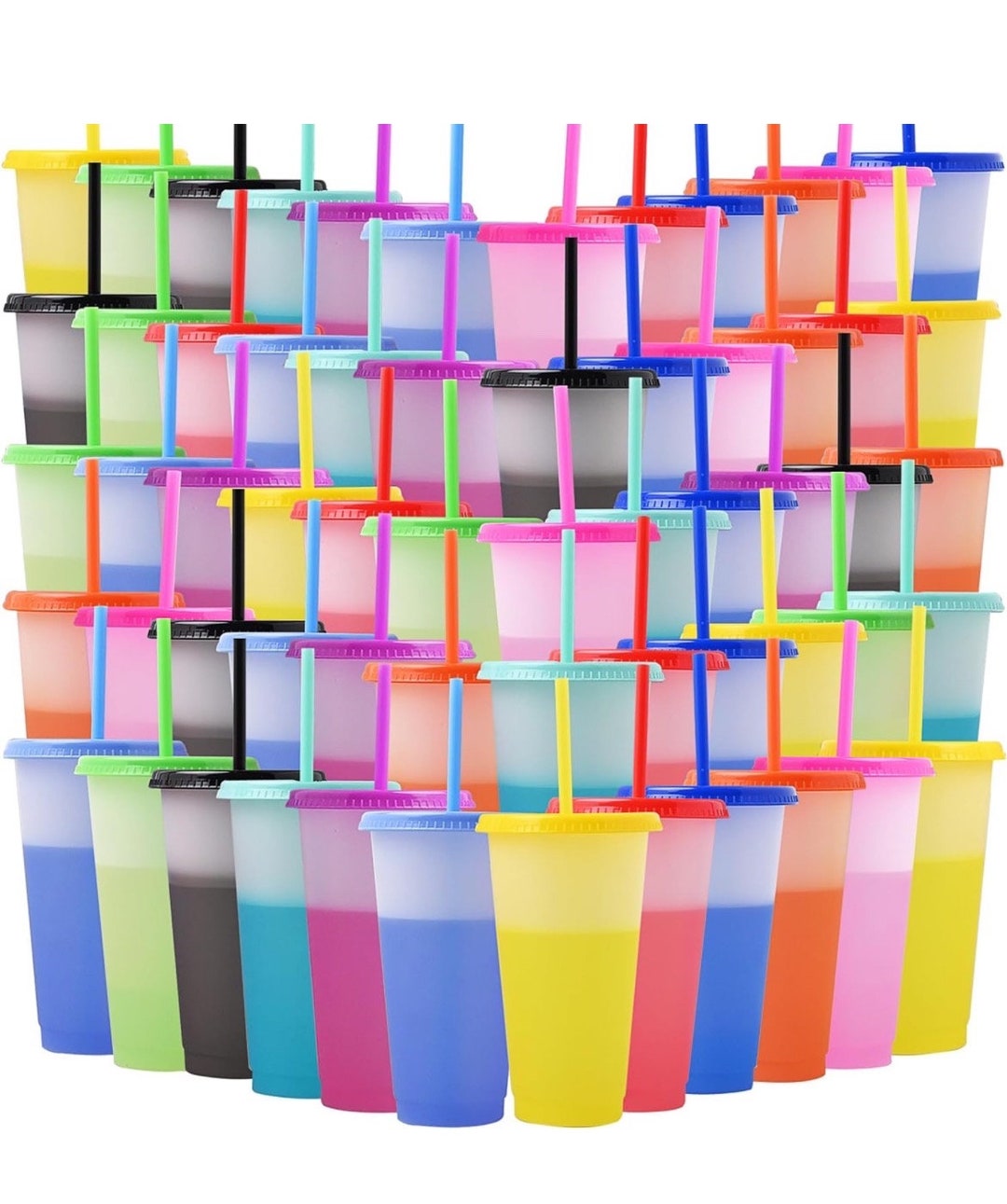 24 Oz Color Changing Cup With Lid and Straw - Etsy