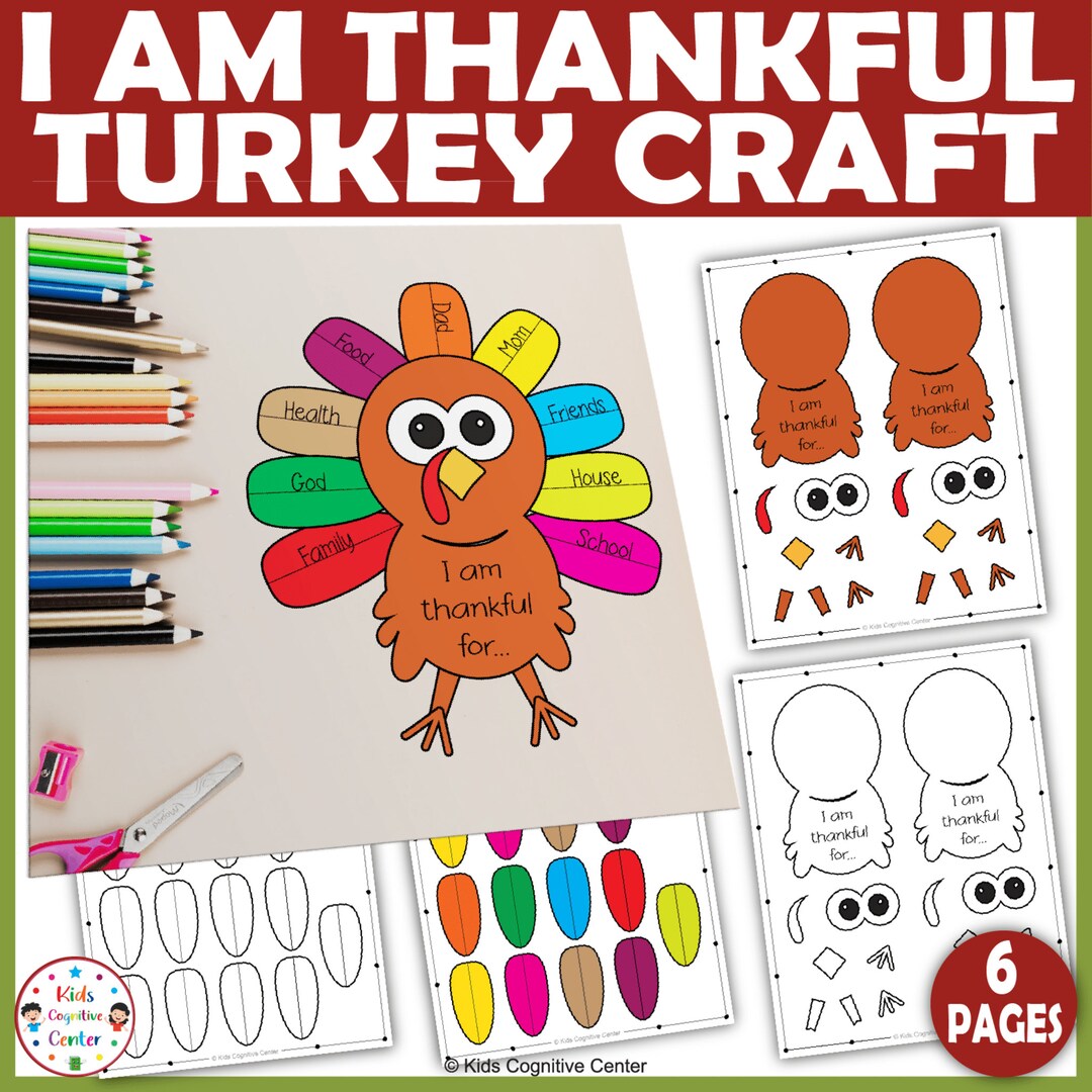 I Am Thankful for Turkey Craft for Kids Thankful Turkey - Etsy Australia