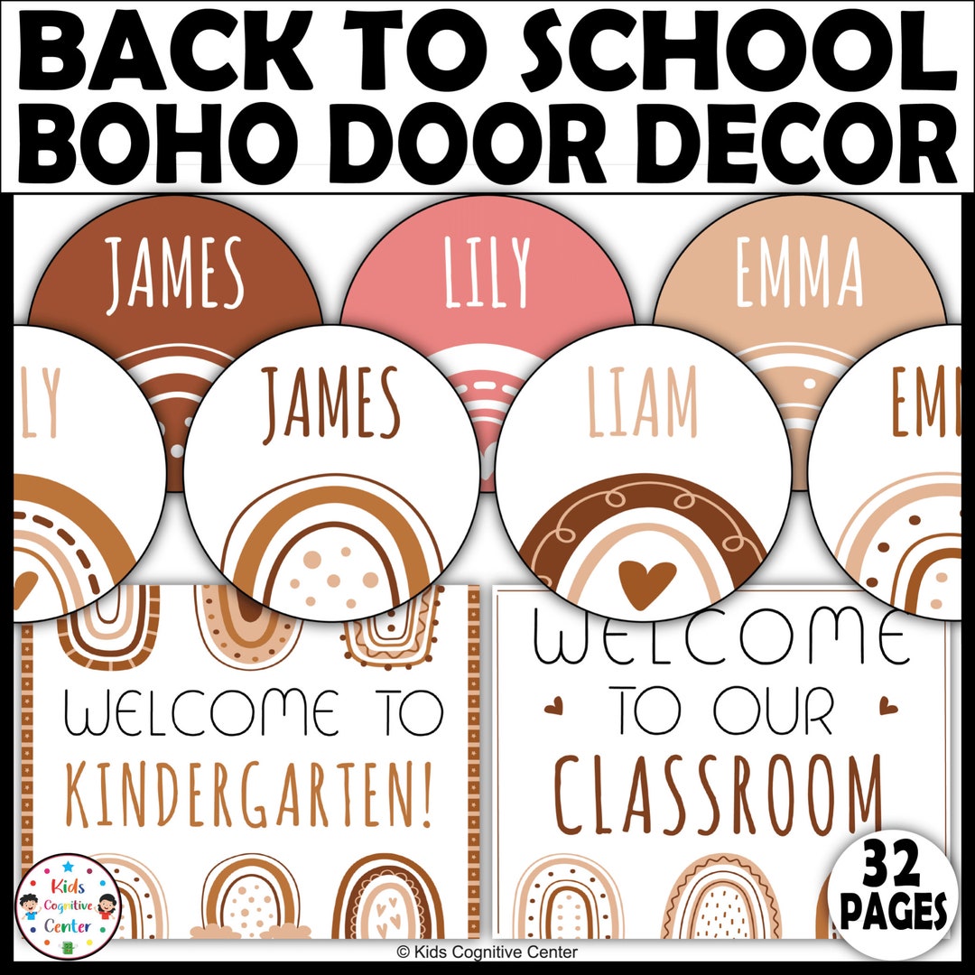 Neutral Boho Rainbow Name Tags for School Editable Boho - Etsy