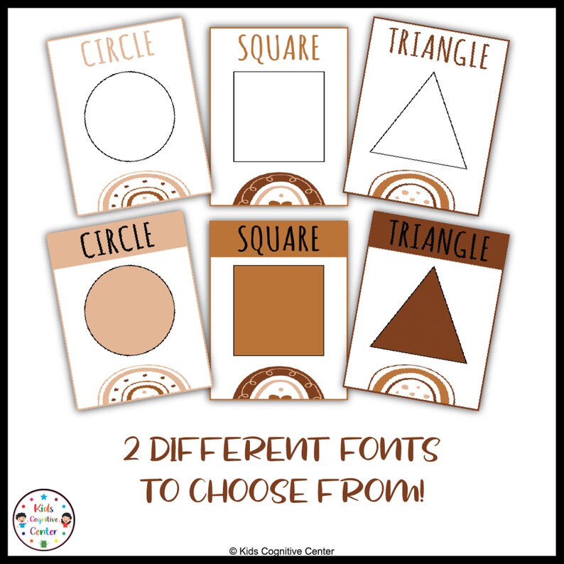Neutral Boho Rainbow 2D and 3D Shapes Posters for Classroom - Etsy ...