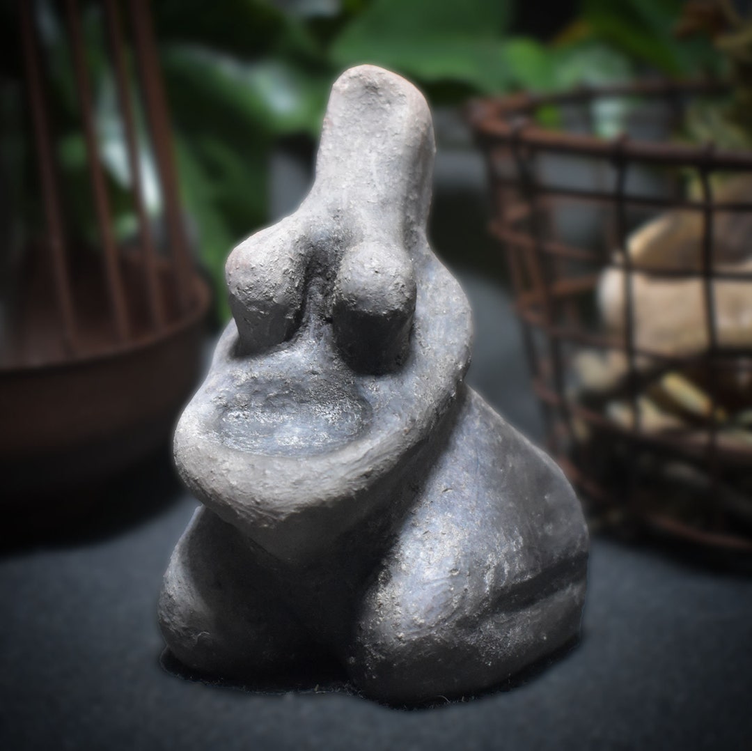 Handcrafted Goddess Figure Made of Natural Clay Finished in Smoke ...