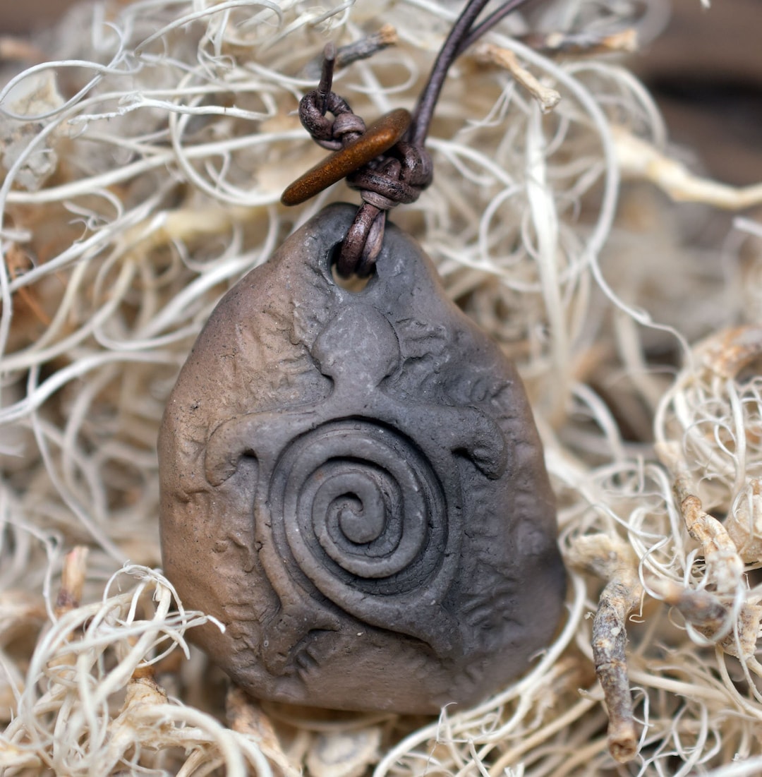 Amulet Necklace Pendant Power Animal Turtle With Spiral Pattern, With ...