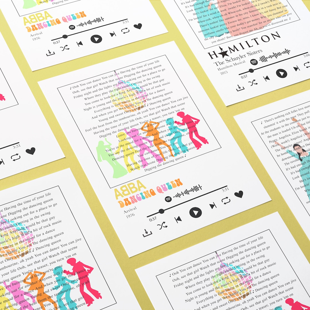 Abba Print Dancing Queen Printable Personalised Music Song - Etsy