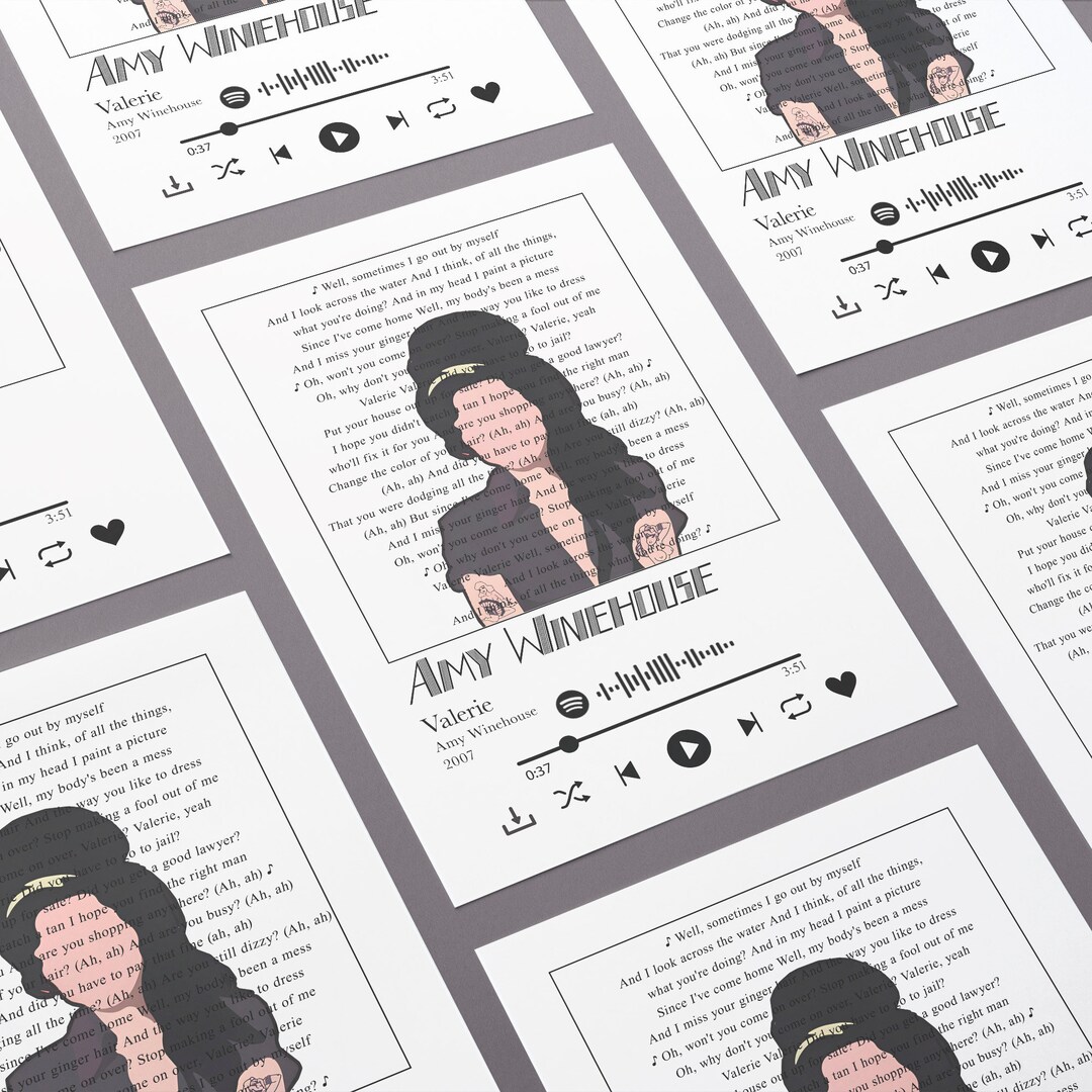 Amy Winehouse Print VALERIE Printable Personalised Music - Etsy