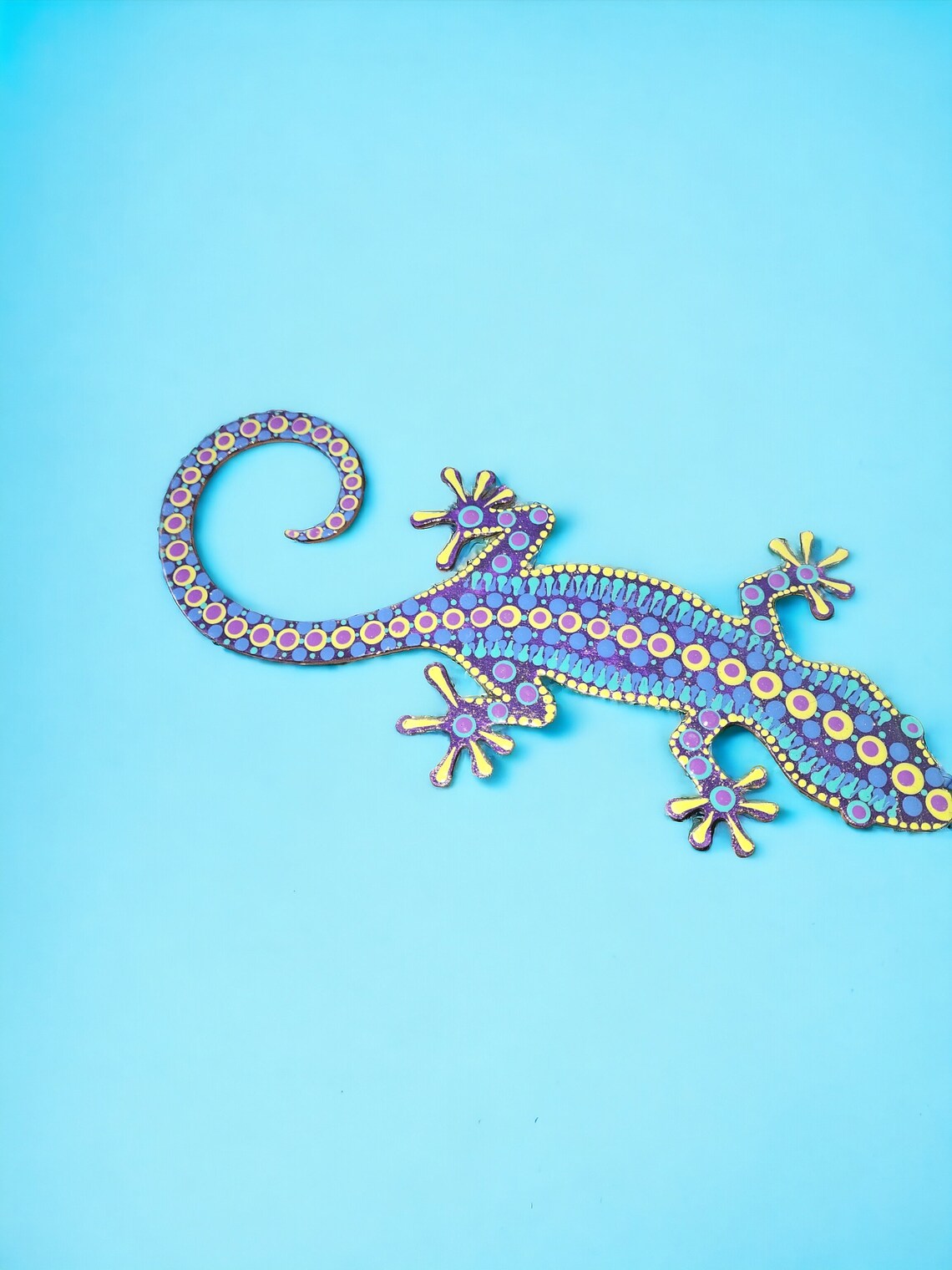 Vibrant Dot Mandala Lizard Wall Hanging Artisanal 12-inch Design ...