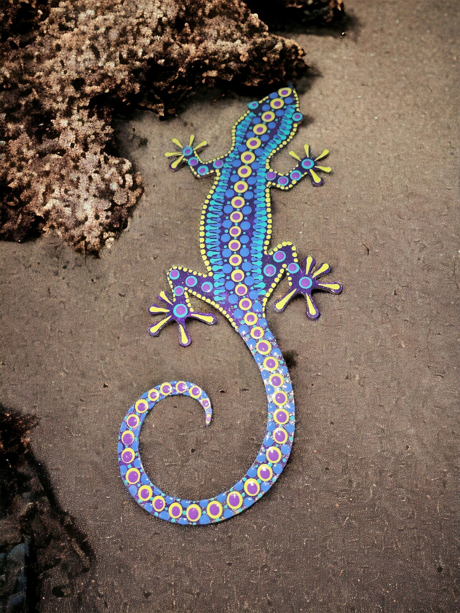 Vibrant Dot Mandala Lizard Wall Hanging Artisanal 12-inch Design ...