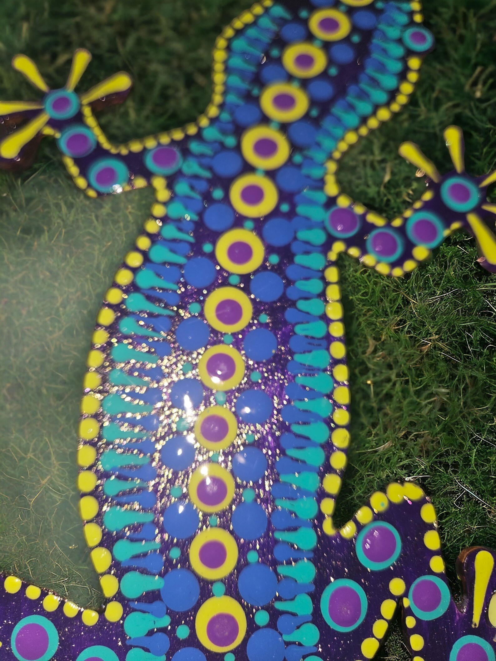 Vibrant Dot Mandala Lizard Wall Hanging Artisanal 12-inch Design ...