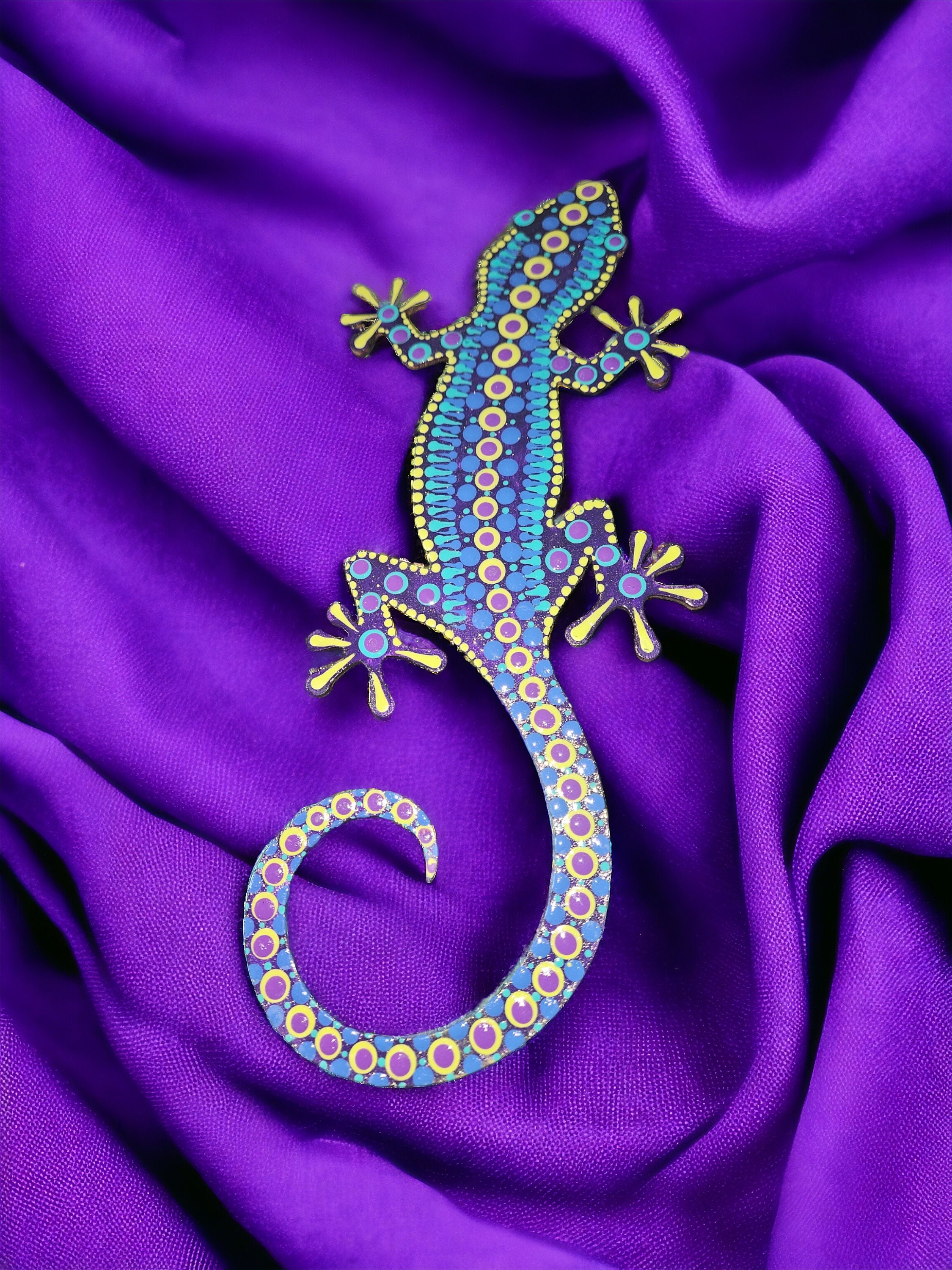 Vibrant Dot Mandala Lizard Wall Hanging Artisanal 12-inch Design ...