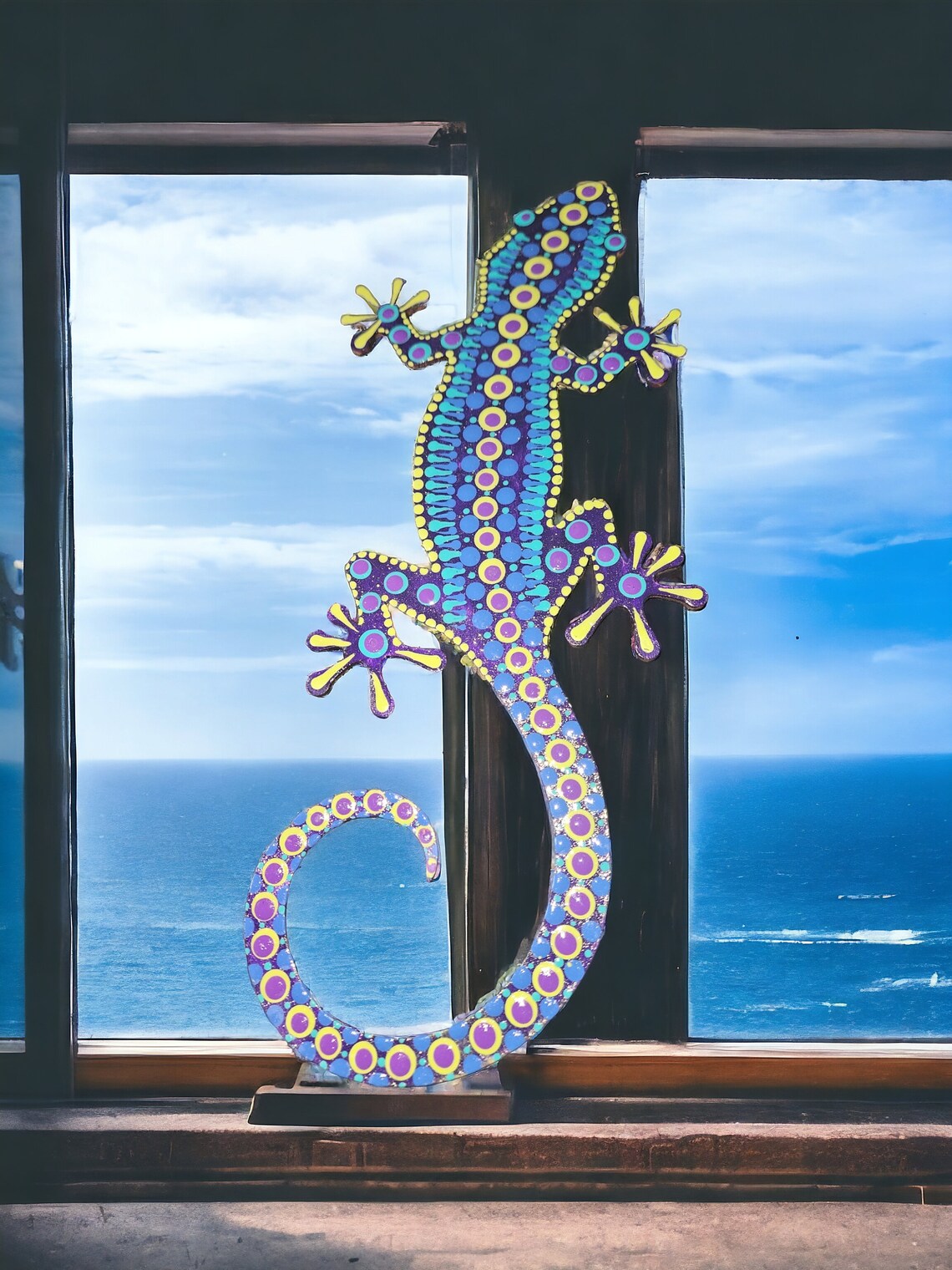 Vibrant Dot Mandala Lizard Wall Hanging Artisanal 12-inch Design ...