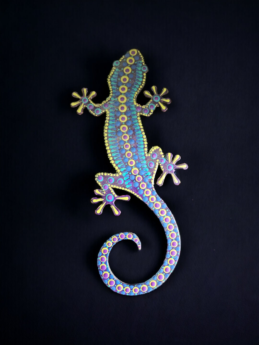 Vibrant Dot Mandala Lizard Wall Hanging Artisanal 12-inch Design ...