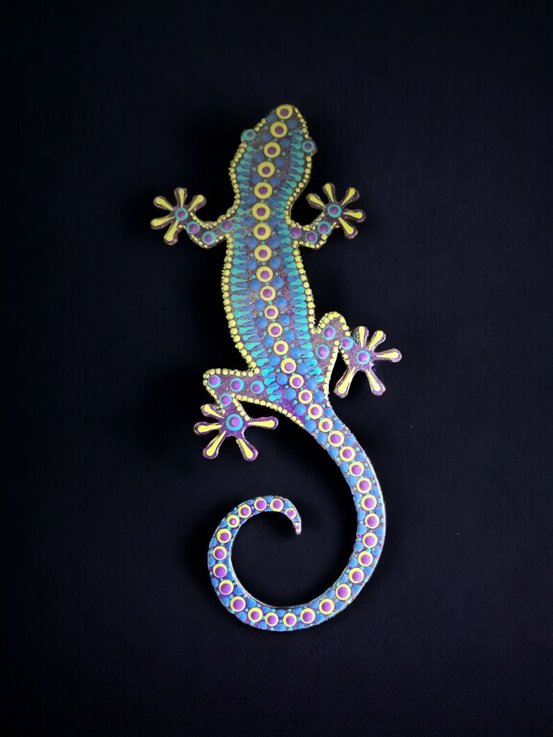 Vibrant Dot Mandala Lizard Wall Hanging Artisanal 12-inch Design ...