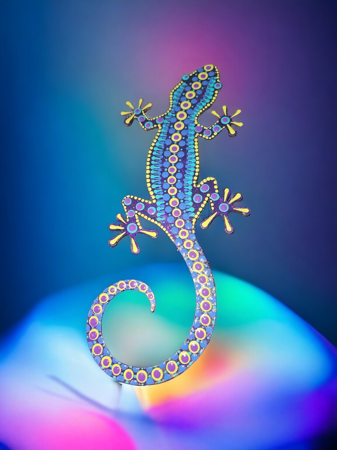 Vibrant Dot Mandala Lizard Wall Hanging Artisanal 12-inch Design ...