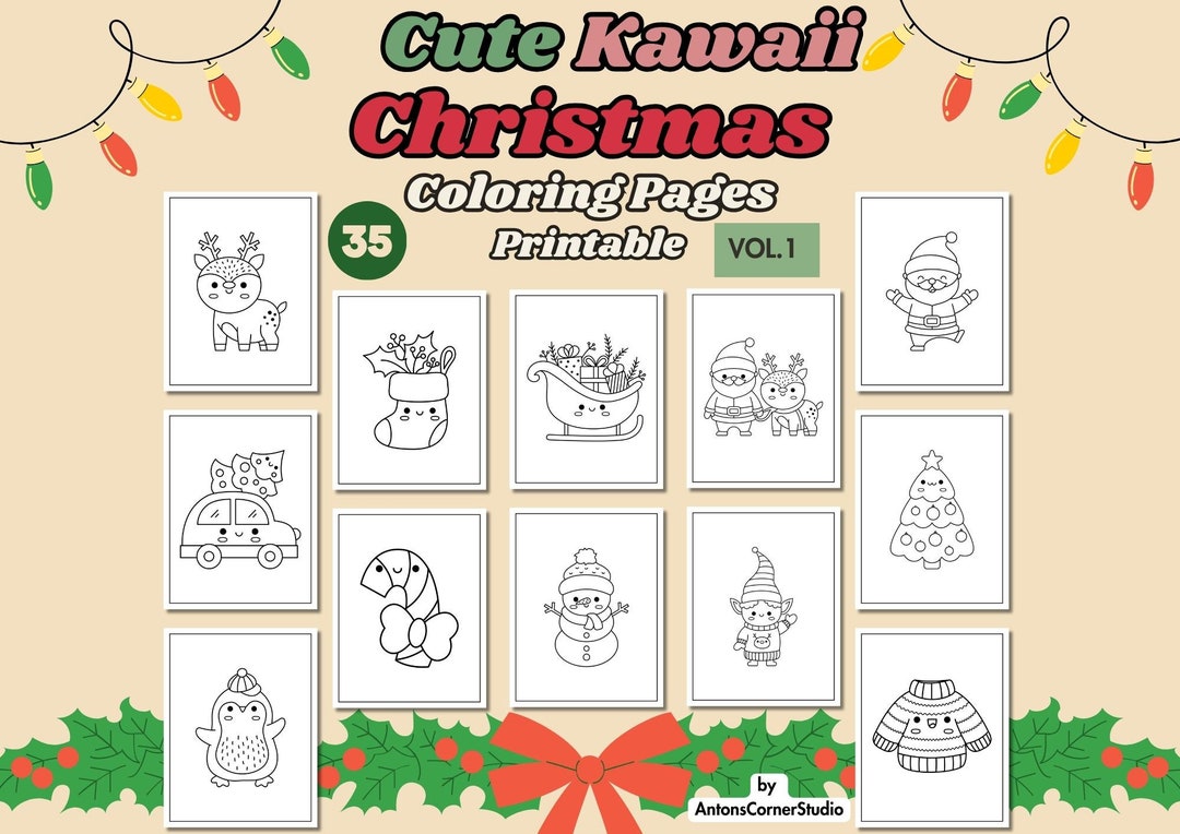 Cute Christmas Coloring Pages Kids Vol 1 35 Printable Sheets, PDF ...