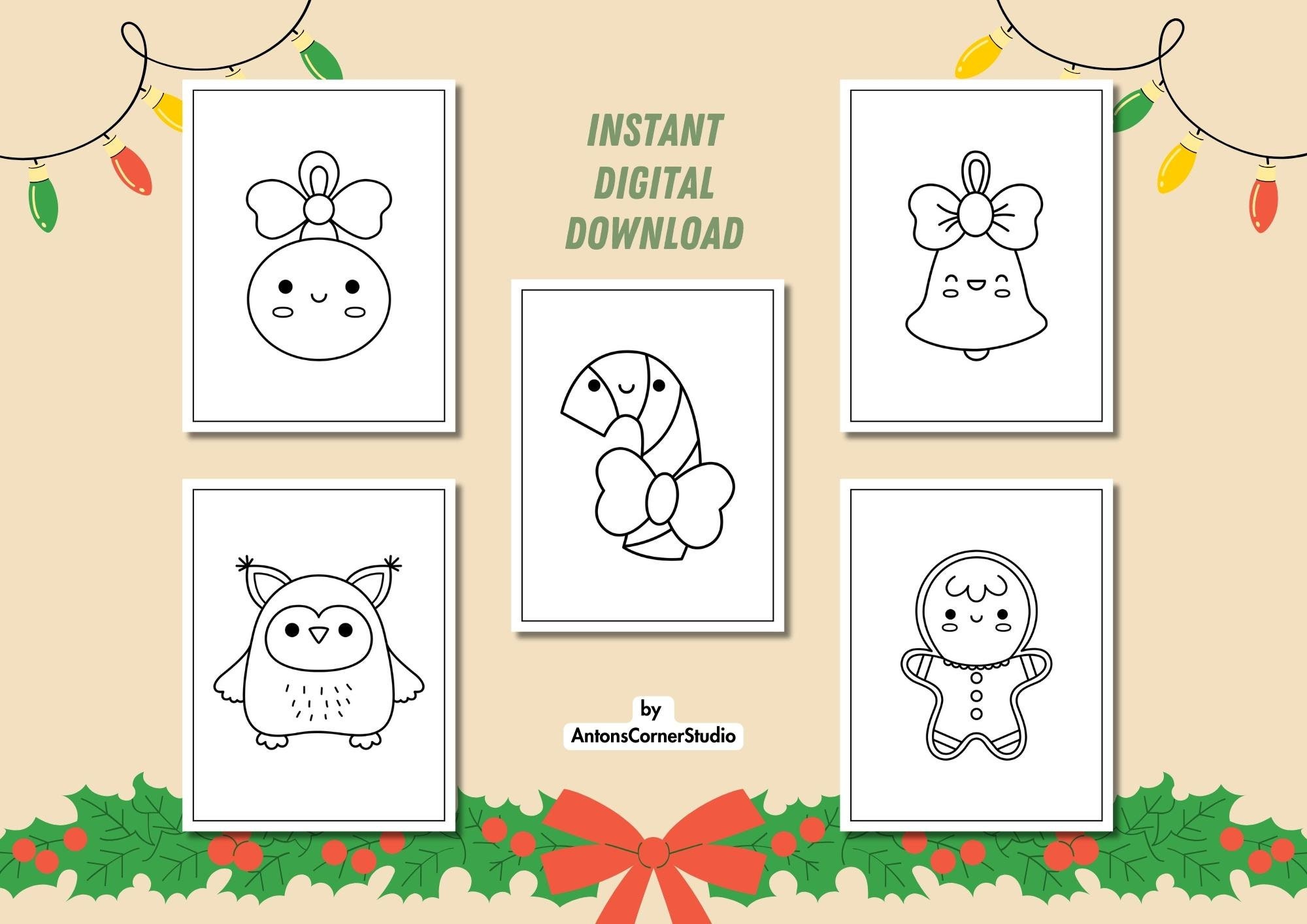 Cute Christmas Coloring Pages Kids Vol 1 35 Printable Sheets, PDF ...