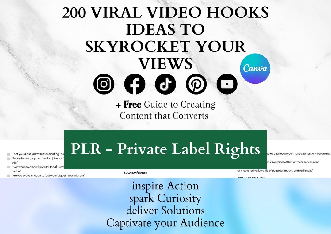 PLR 200 Hooks for Social Media Content Prompts for Viral Tiktok ...