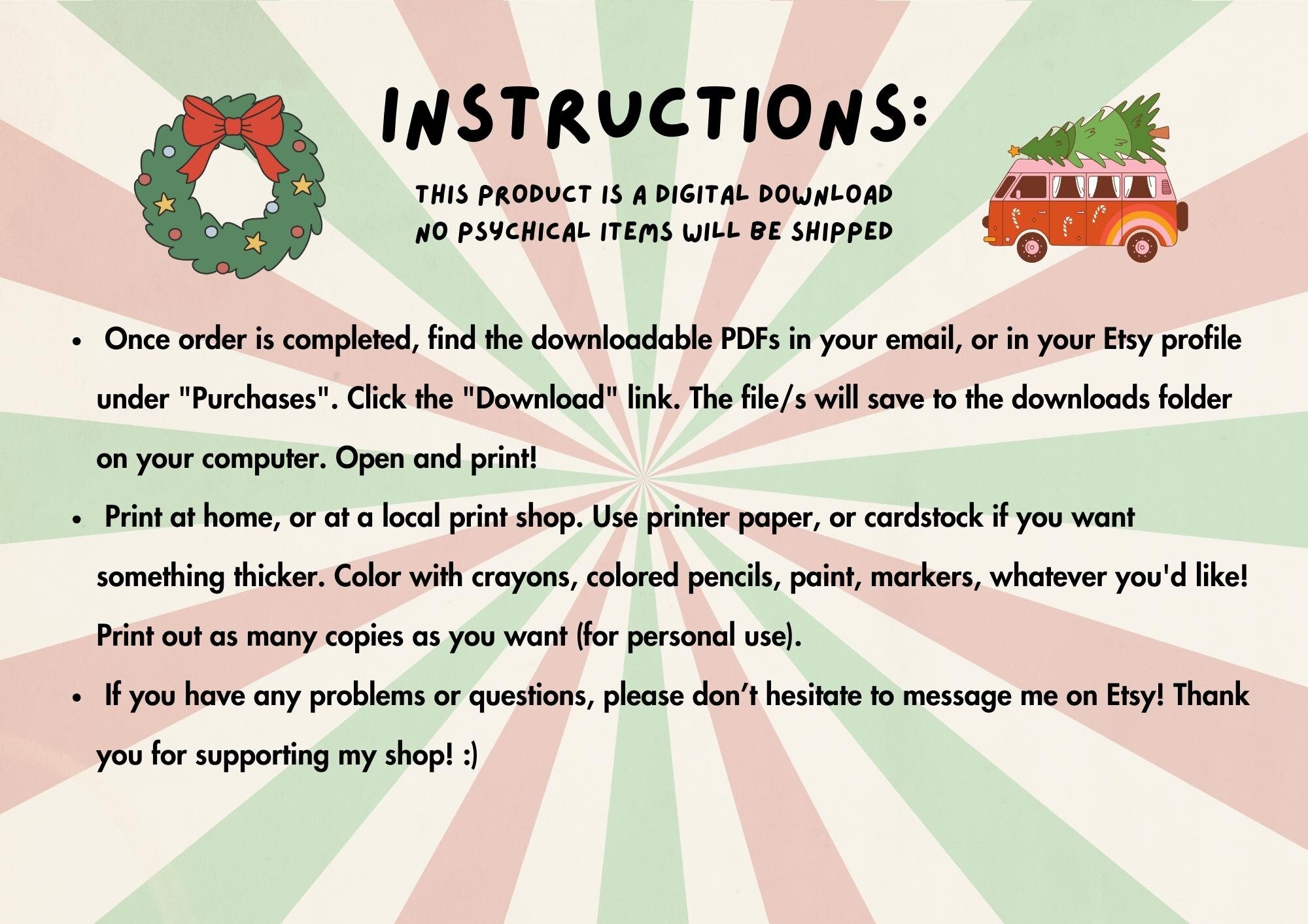 Retro Christmas Coloring Pages 10 Printable Pages, PDF Digital Download ...